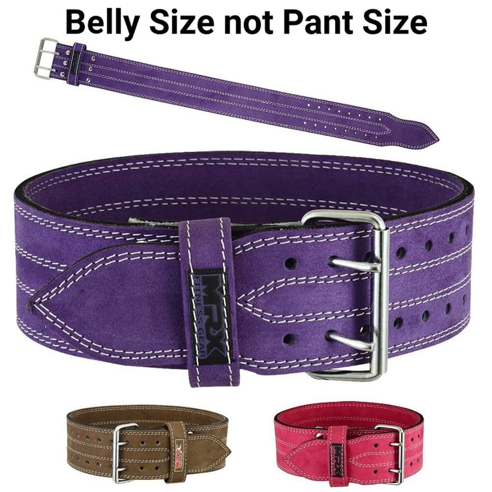 MRX Weight Lifting Leather Belt Training Fitness Back Support Purple M ...