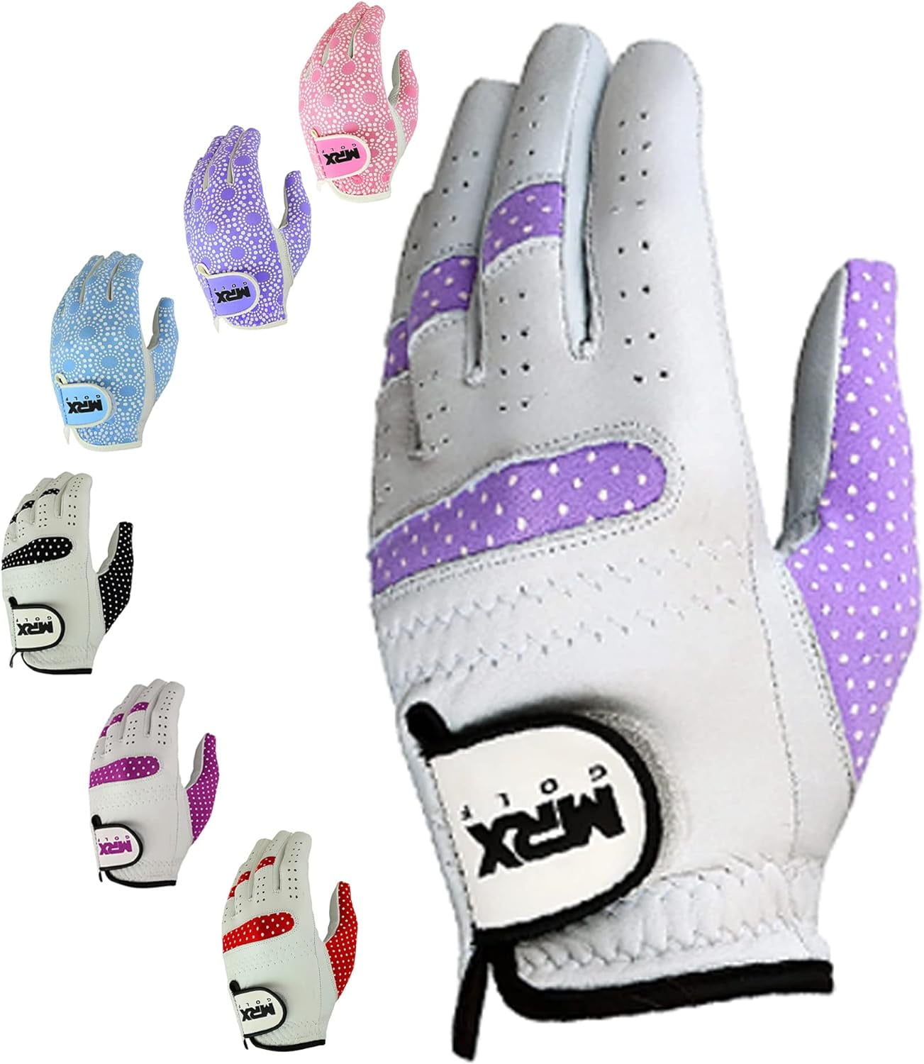 MRX Women's Left Hand Golf Gloves Cabretta Leather White / Purple M ...