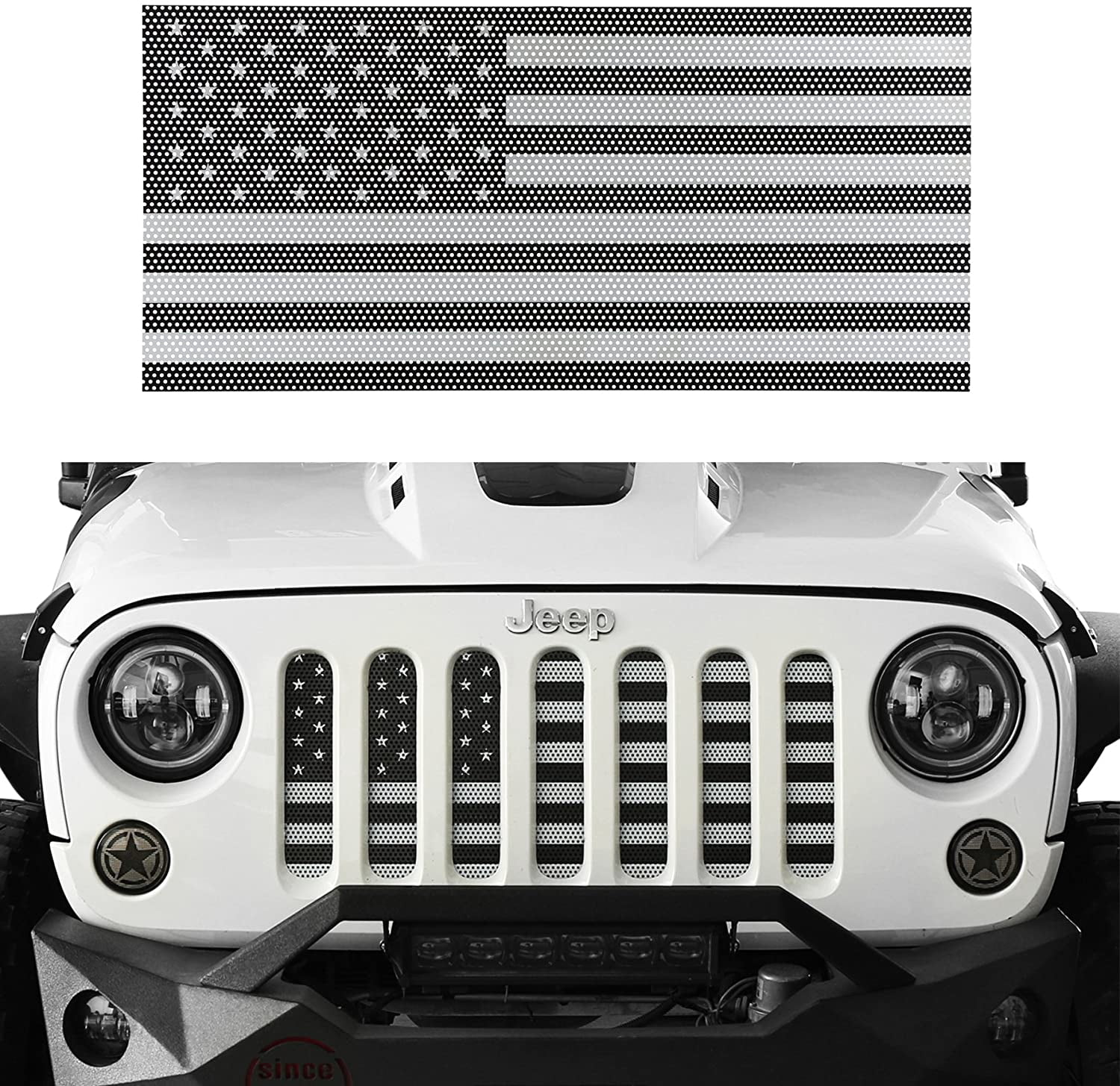 MRY Wrangler Grill Insert Flag Mesh Grille Insert Bug Screen Deflector ...