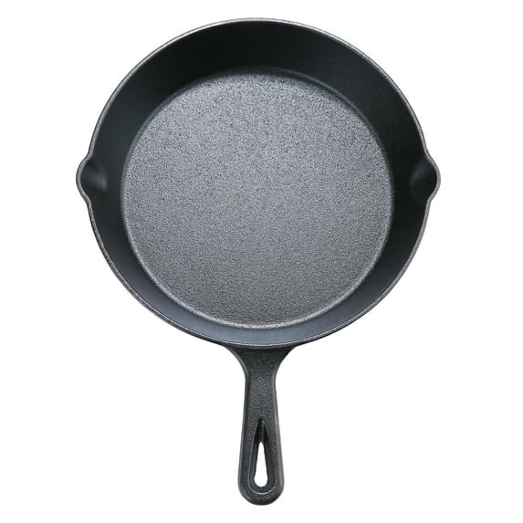 Mainstays 10 Inch Non-Stick Cast Iron Frying Pan, Black - Ergonomic ...