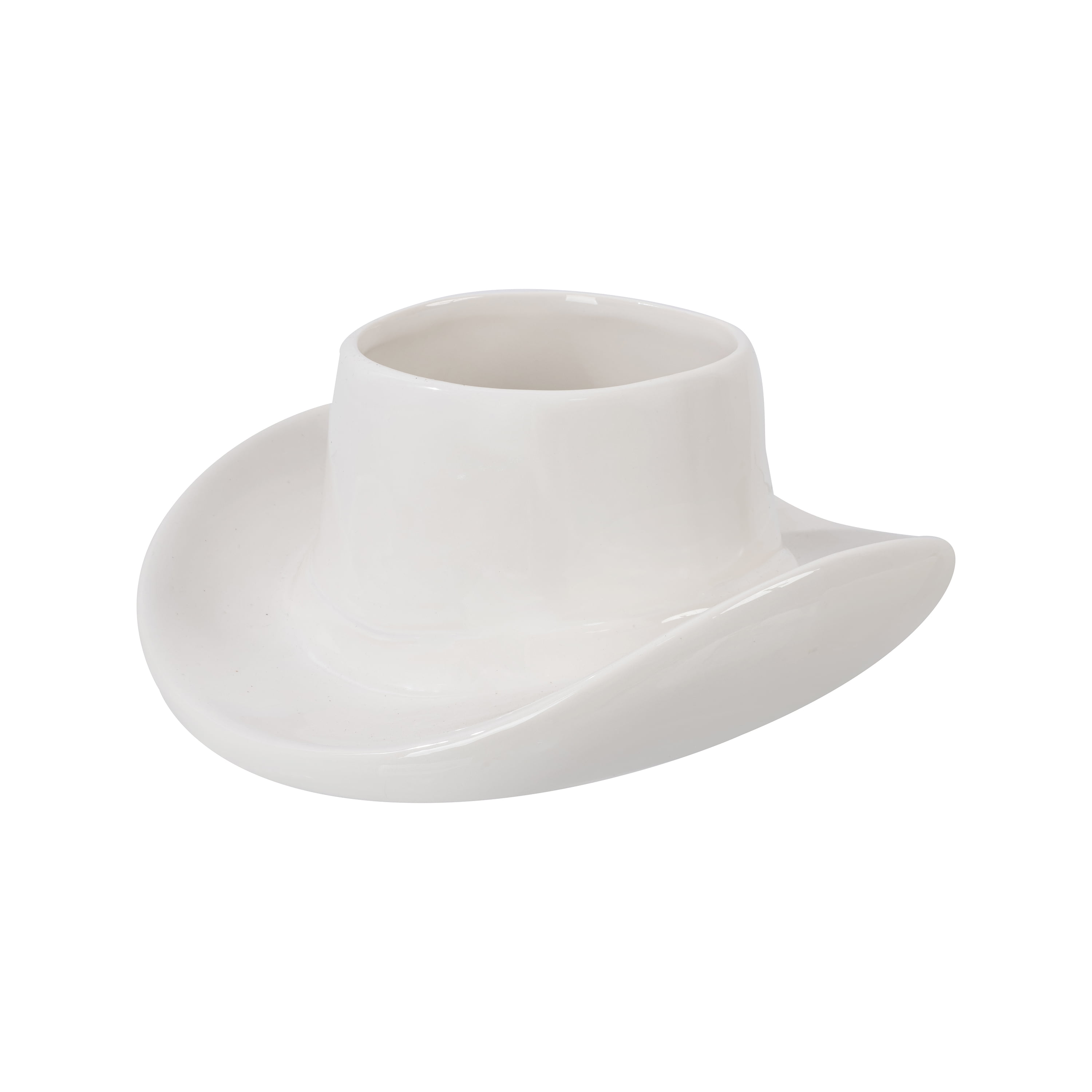 Mainstays 9.3" x 10.2" x 4.3" Round White Ceramic Cowboy Hat Planter ...