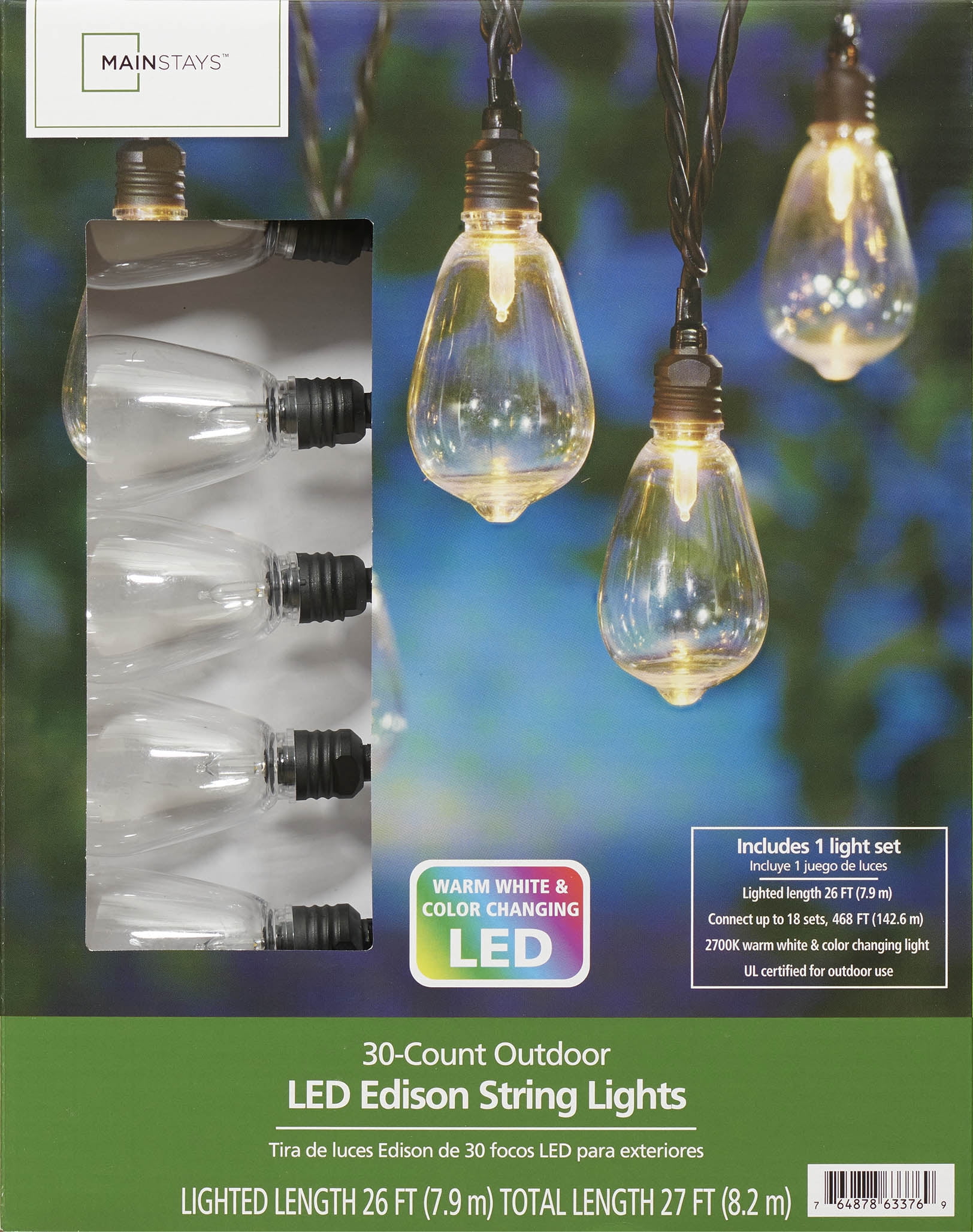Open Box MS 30CT Color Changing Edison Lights - Walmart.com