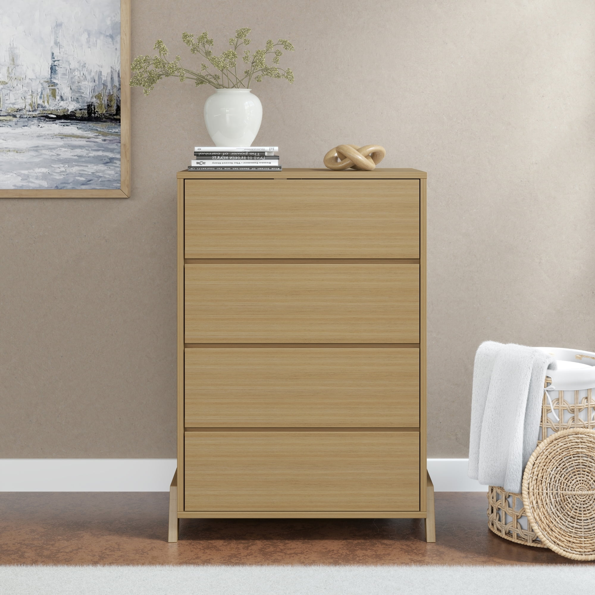 Mainstays Modern 4 Drawer Dresser, Natural Teak - Walmart.com