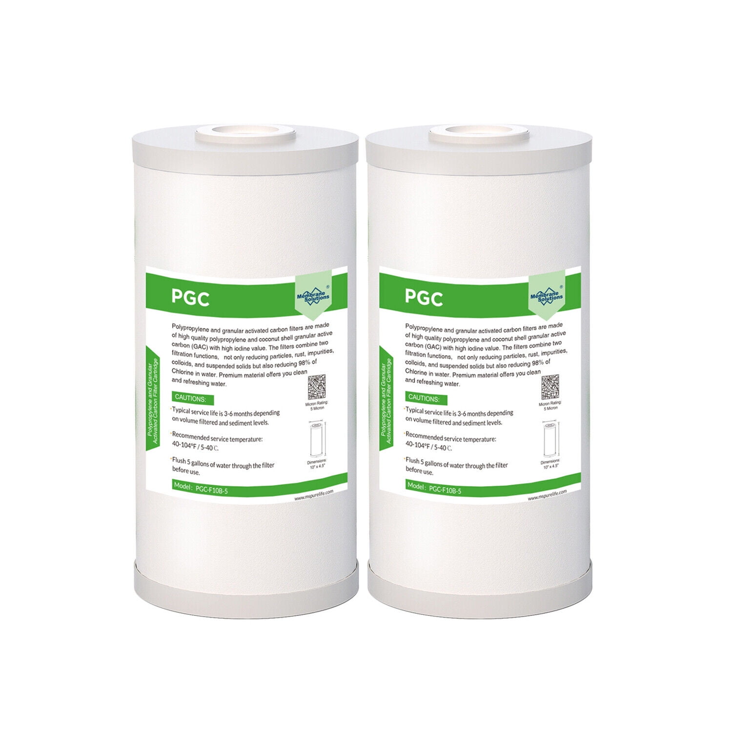 MS 5 Micron 10" x 4.5" Whole House Water Filter Sediment and Carbon ...