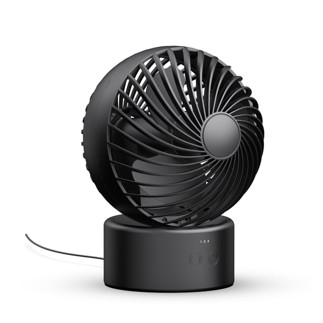 Mainstays 5'' 3-Speed Auto-oscillating Rechargeable Desk Fan, Black ...
