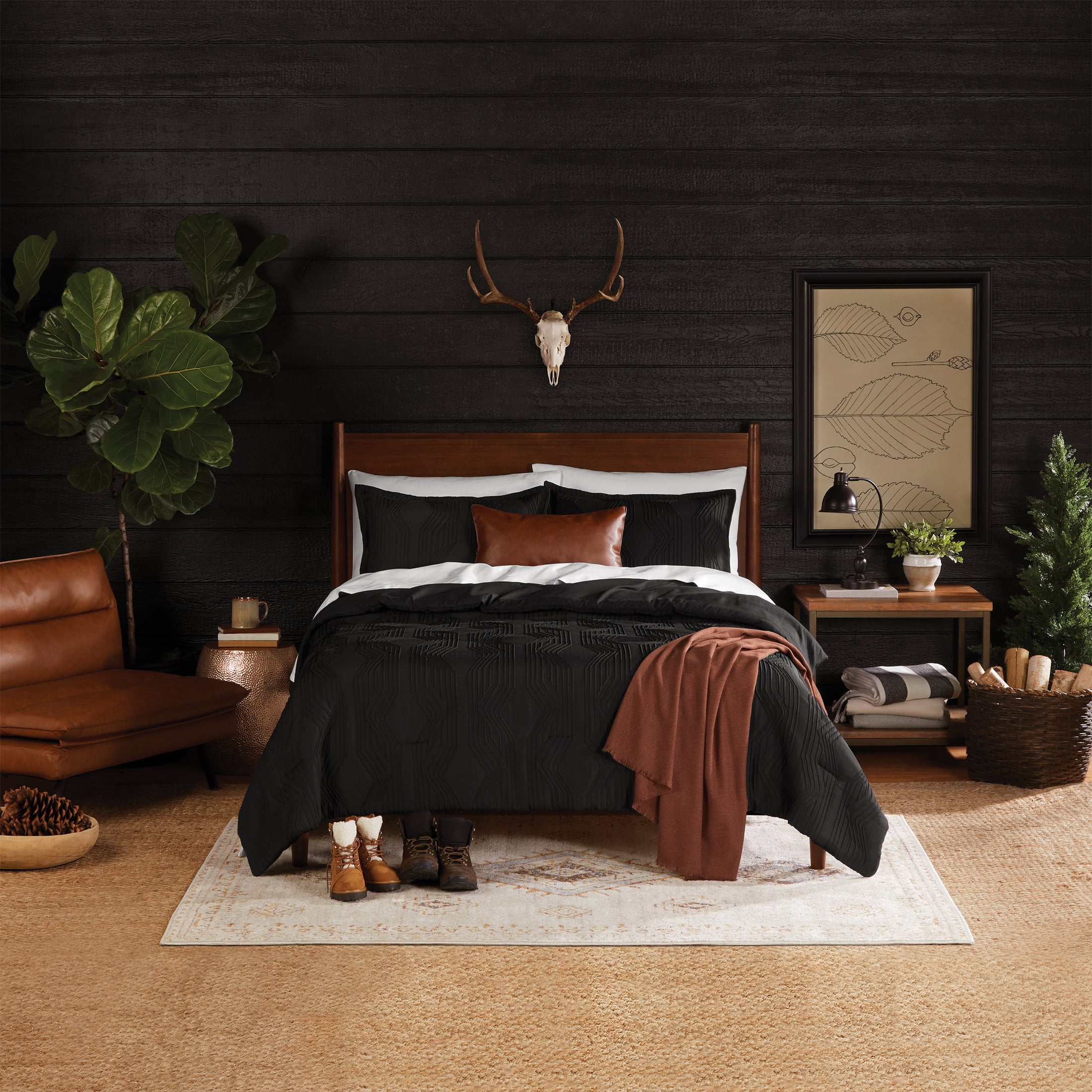 Mainstays Geo 5-Piece Black Jacquard Comforter Set, Full/Queen - Walmart.com