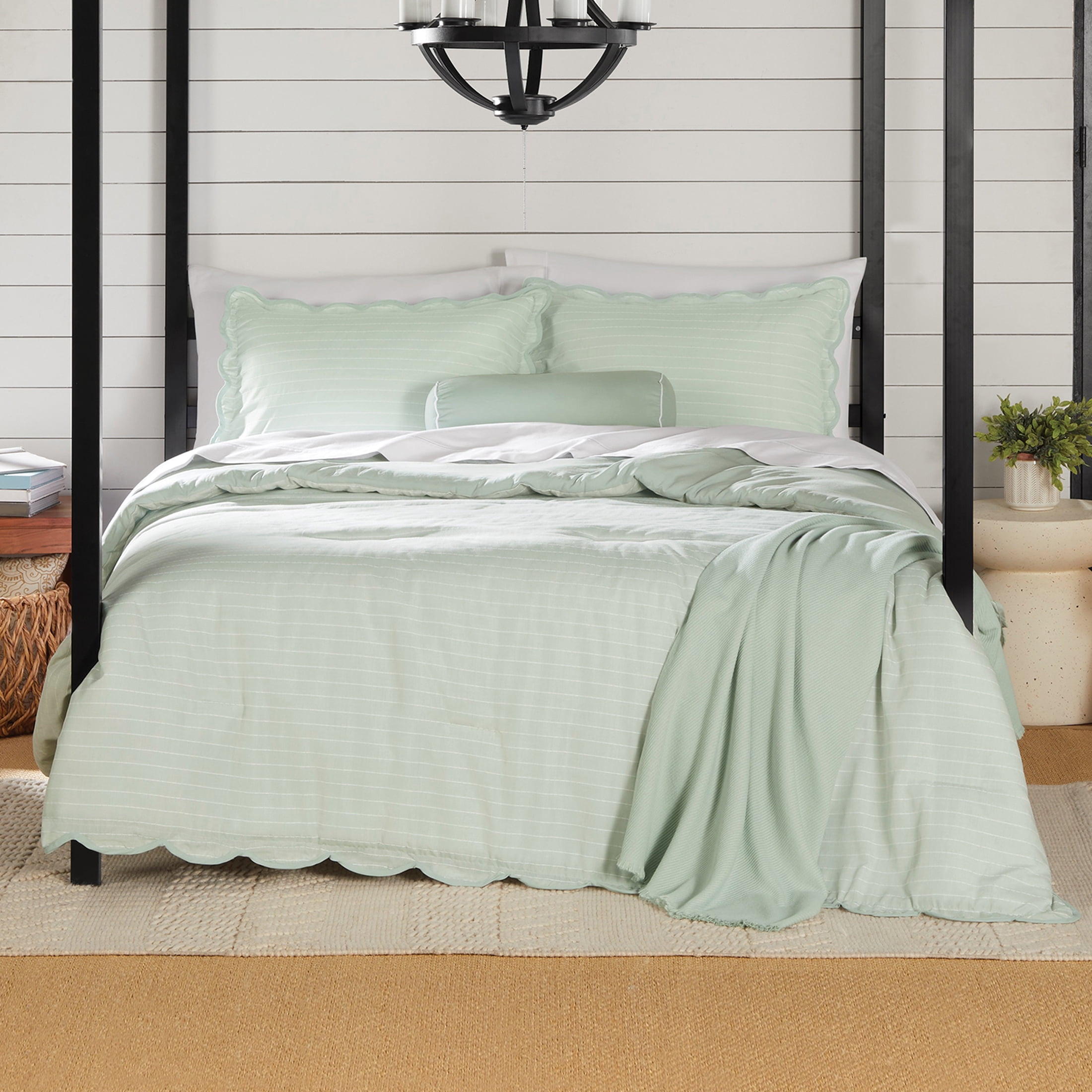 Free Shipping! Mainstays Scallop 5-Piece Pick Stitch Sage Comforter Set ...