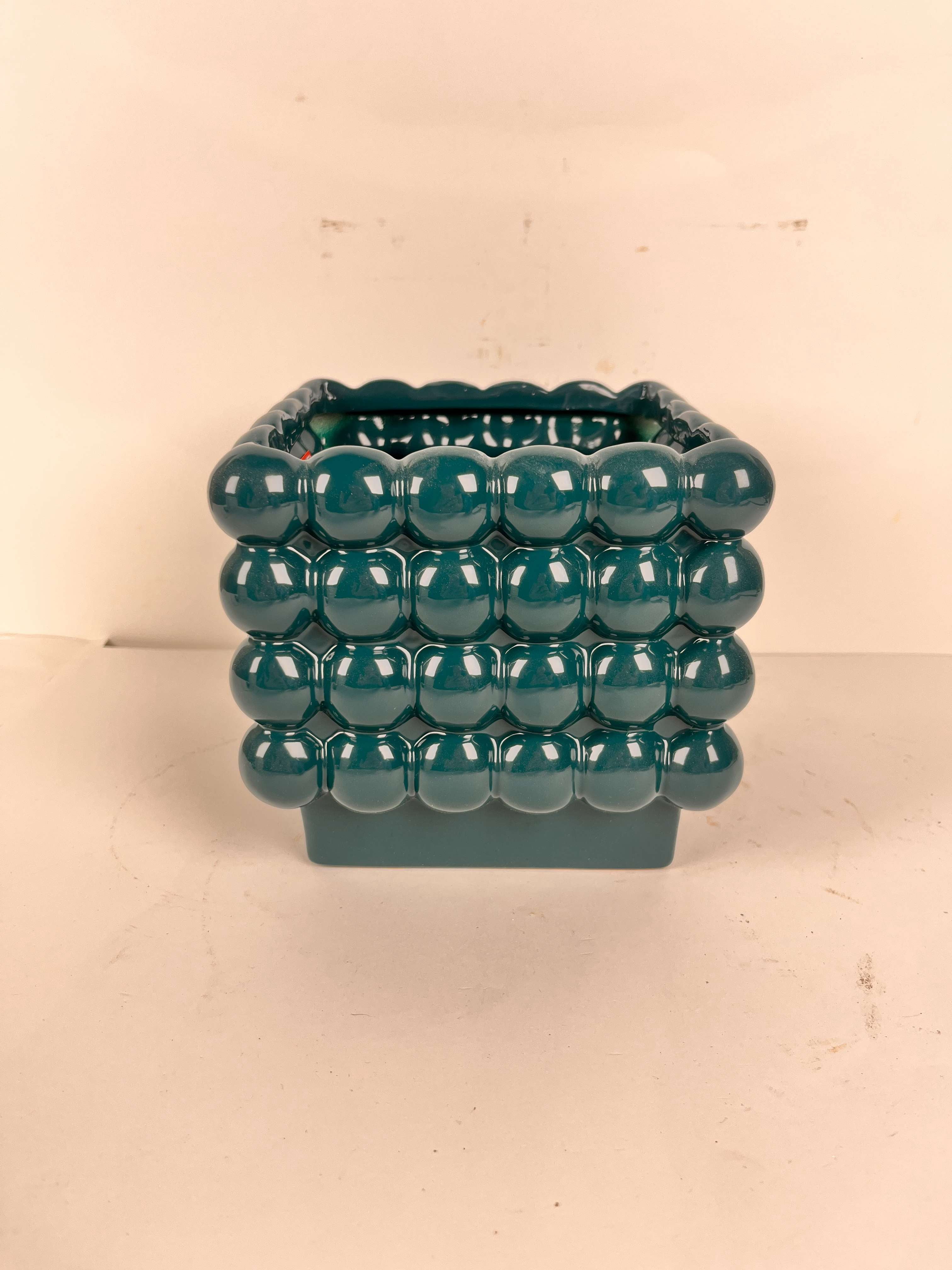 Mainstays 6”D x 5.7”H Square Ceramic Dot Planter, Teal - Walmart.com