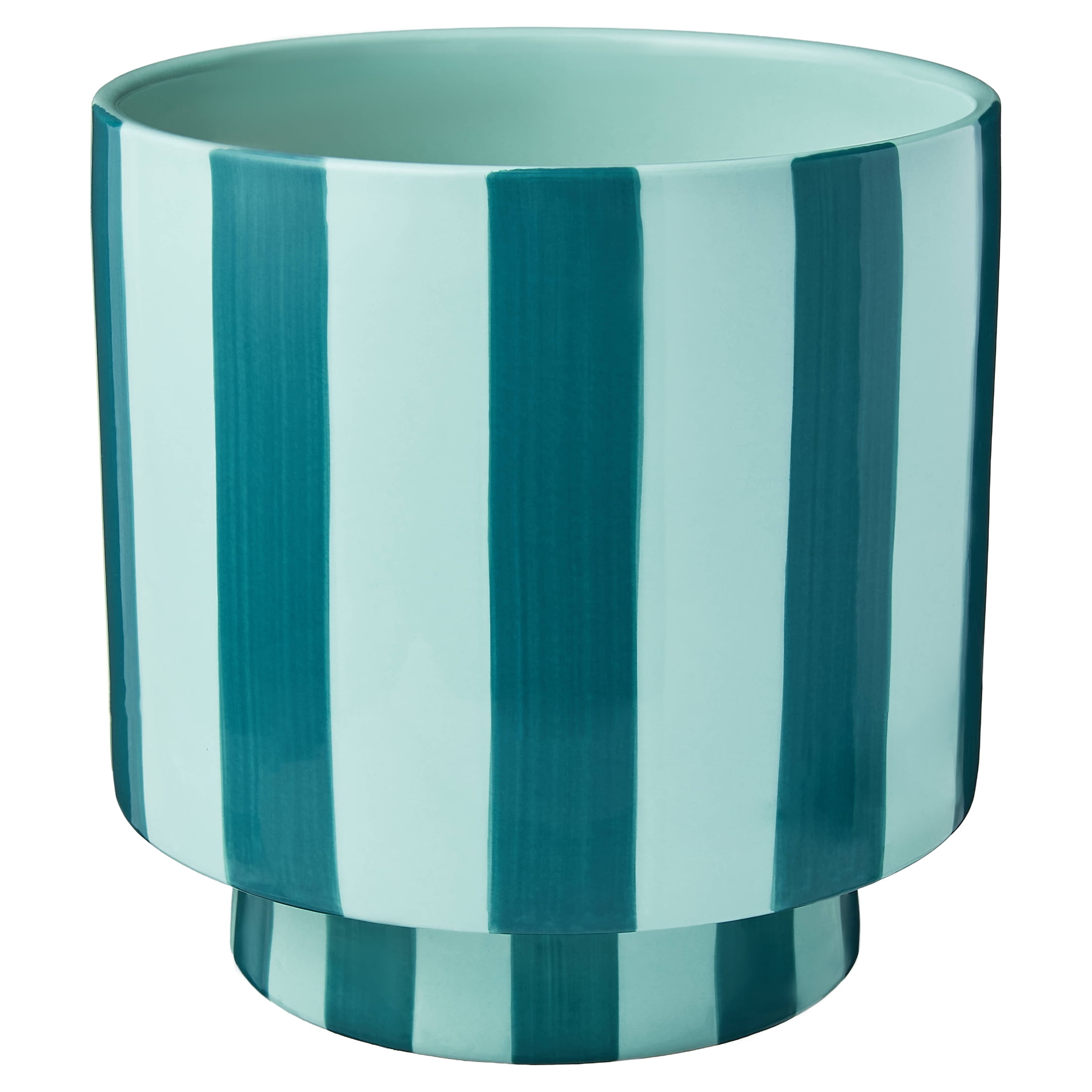 Mainstays Lauren 8.25 inch Round Teal and Aqua Ceramic Planter with ...