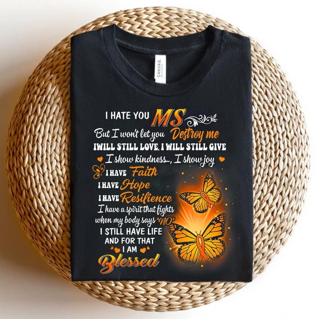 MS Awareness Shirt: Inspirational Butterfly Multiple Sclerosis Warrior ...