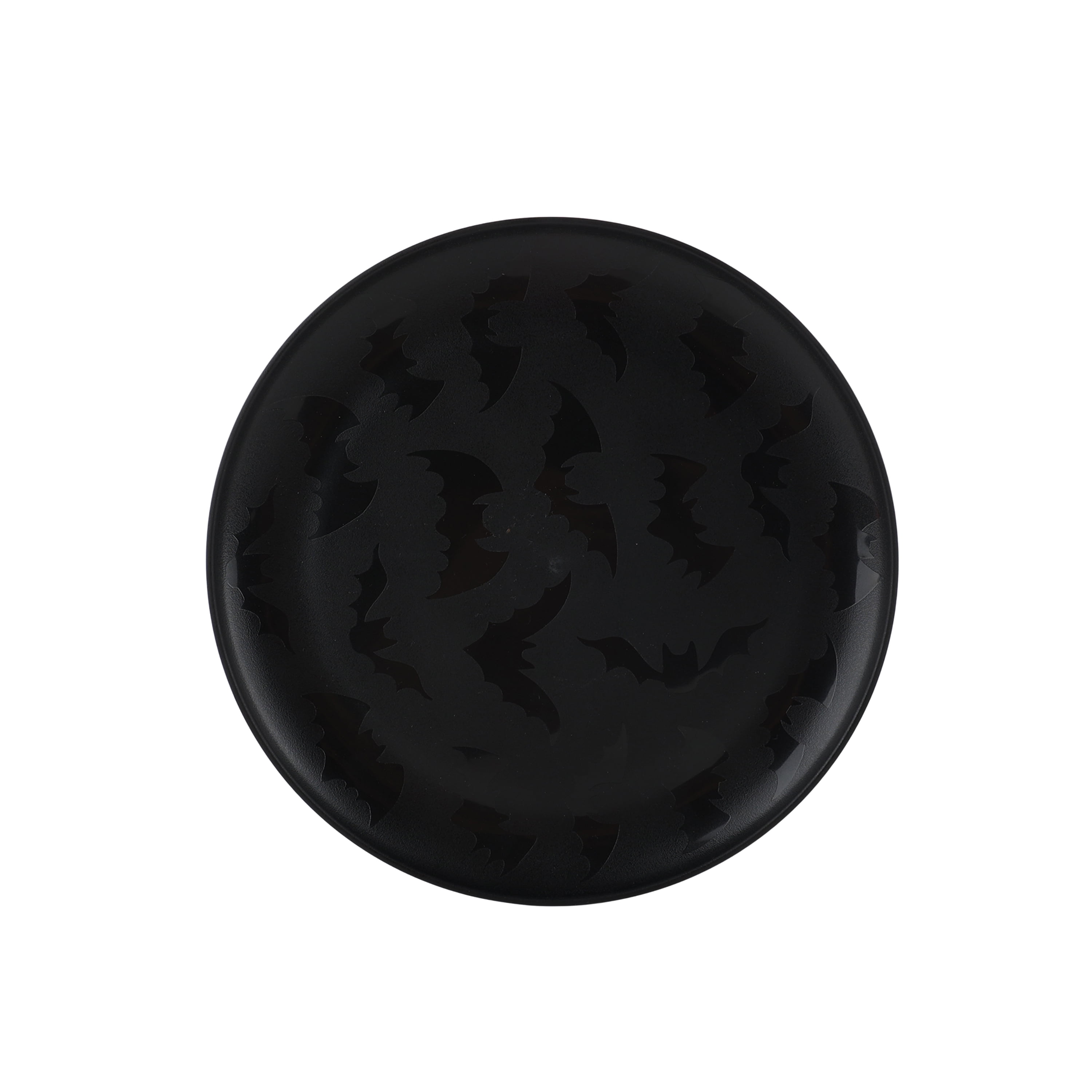 Mainstays 10.5 inch Round Plastic Etched Halloween Bat Plate, Black ...