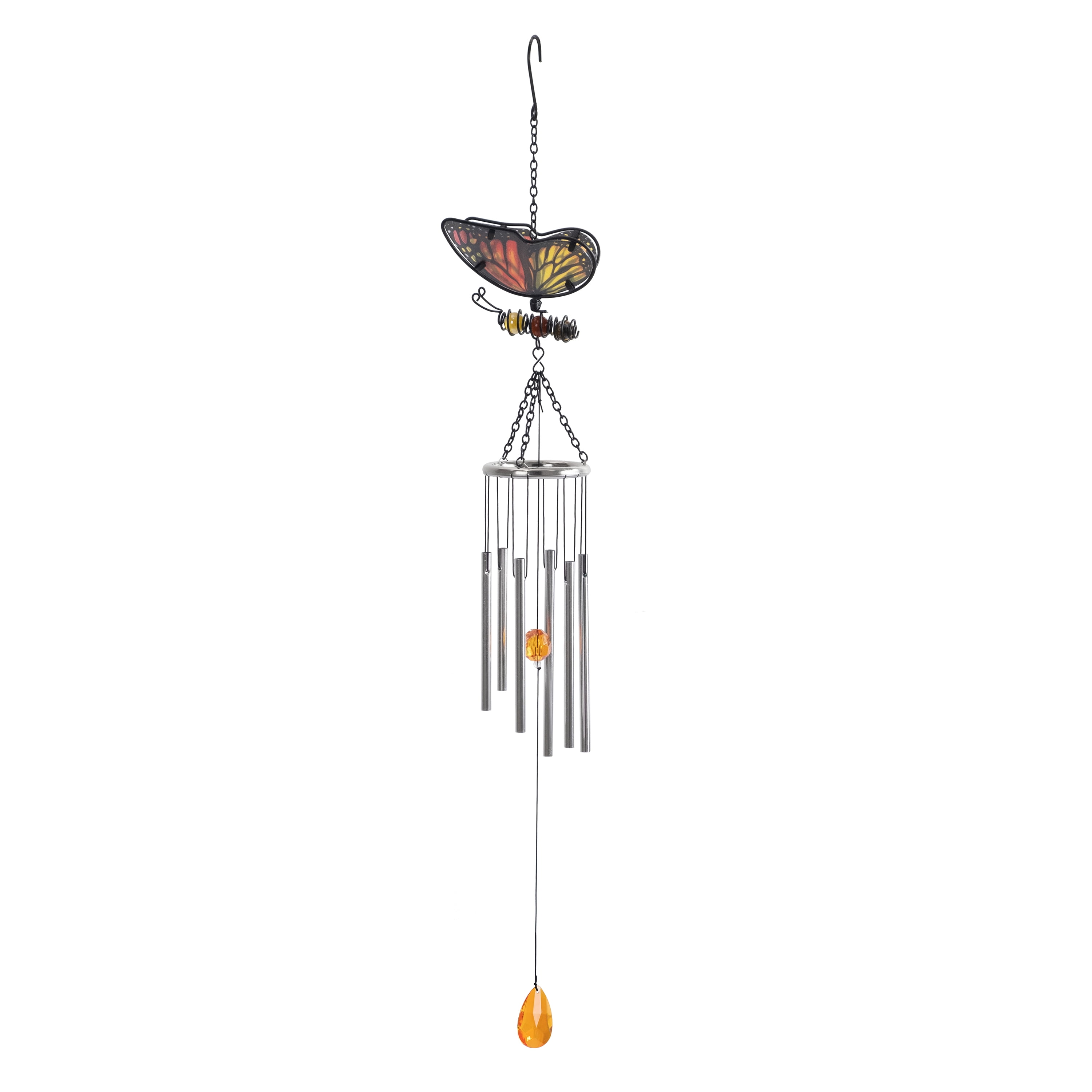 Mainstays Butterfly Glass and Metal Outdoor Wind Chime, Weather ...