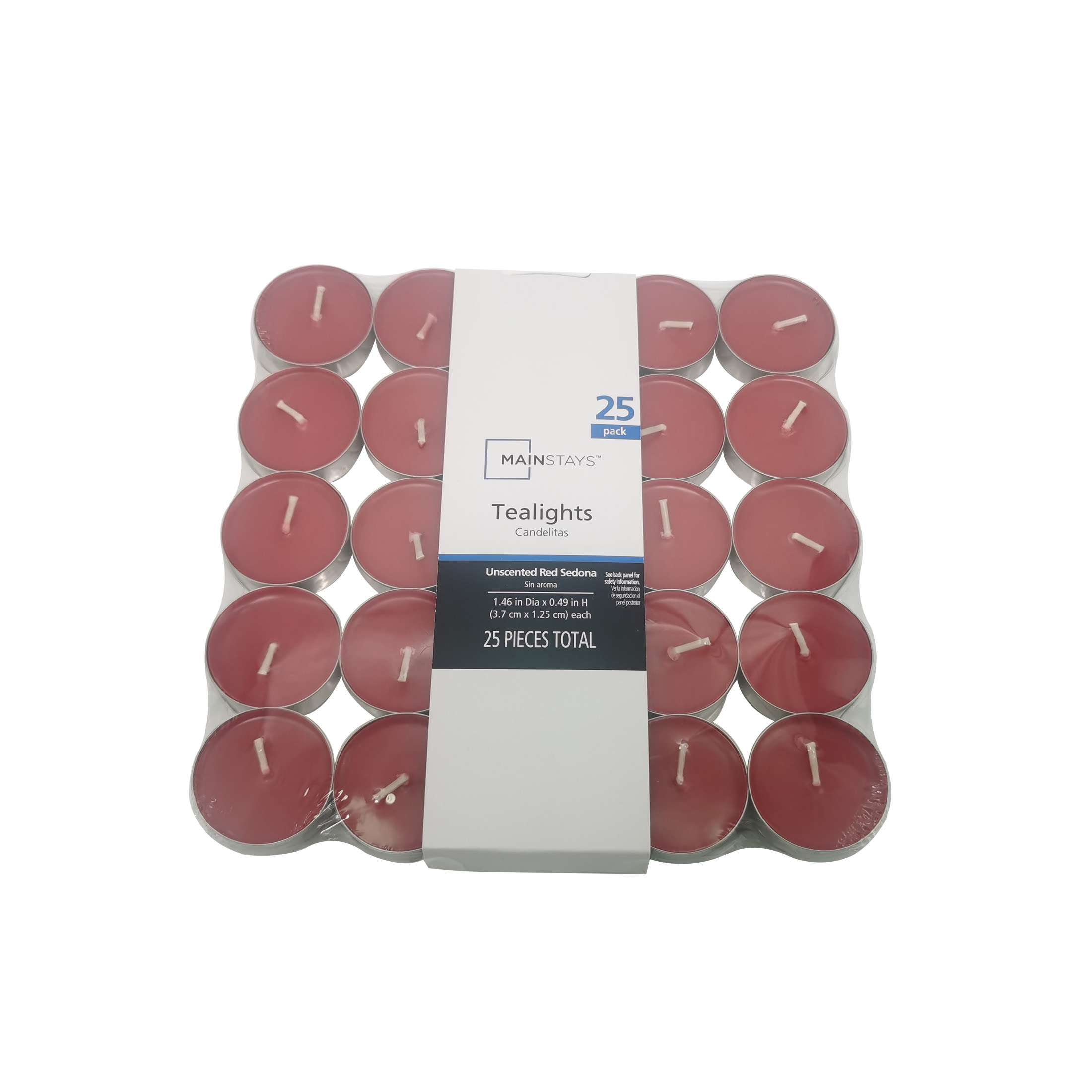 Mainstays Red Unscented Indoor/Outdoor Tealight Candles, 25 Count ...