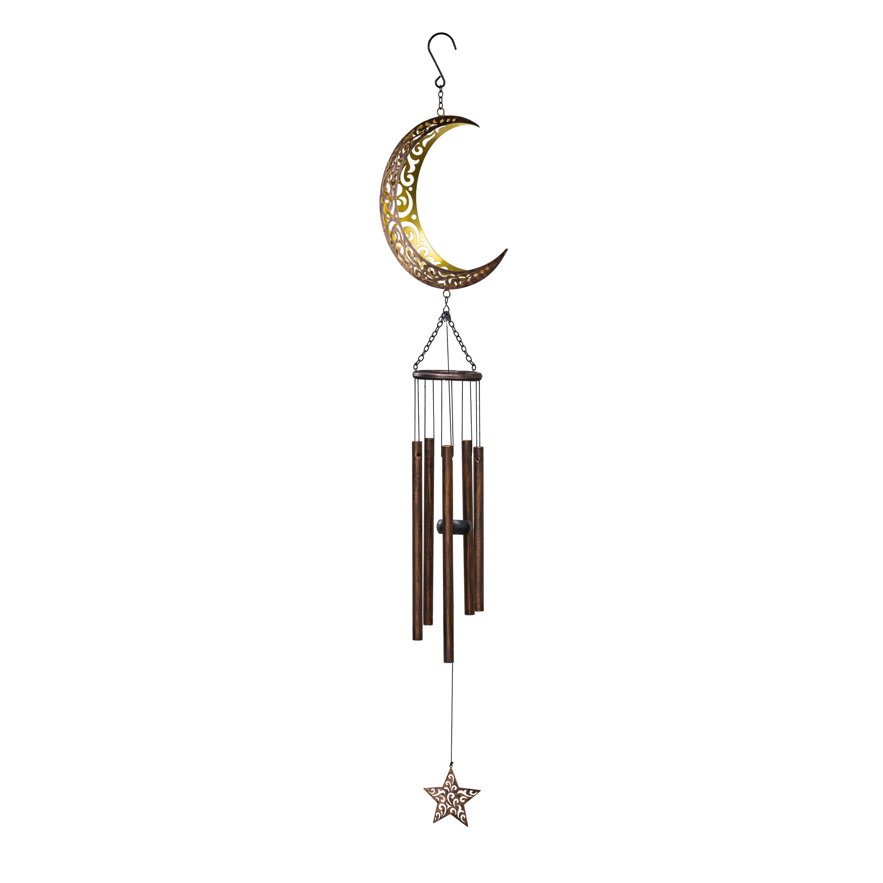 Mainstays Weather-Resistant Metal Crescent Moon Outdoor Wind Chime ...
