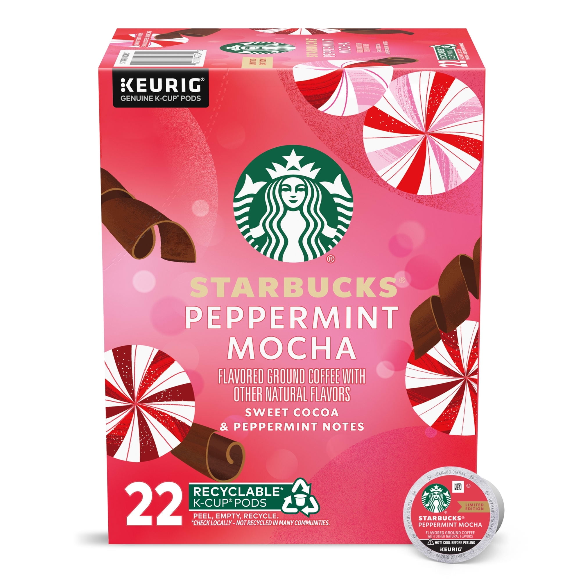 MS Cupable Peppermint Mocha Naturally Flavored K-Cup Coffee Pods, 22 ...