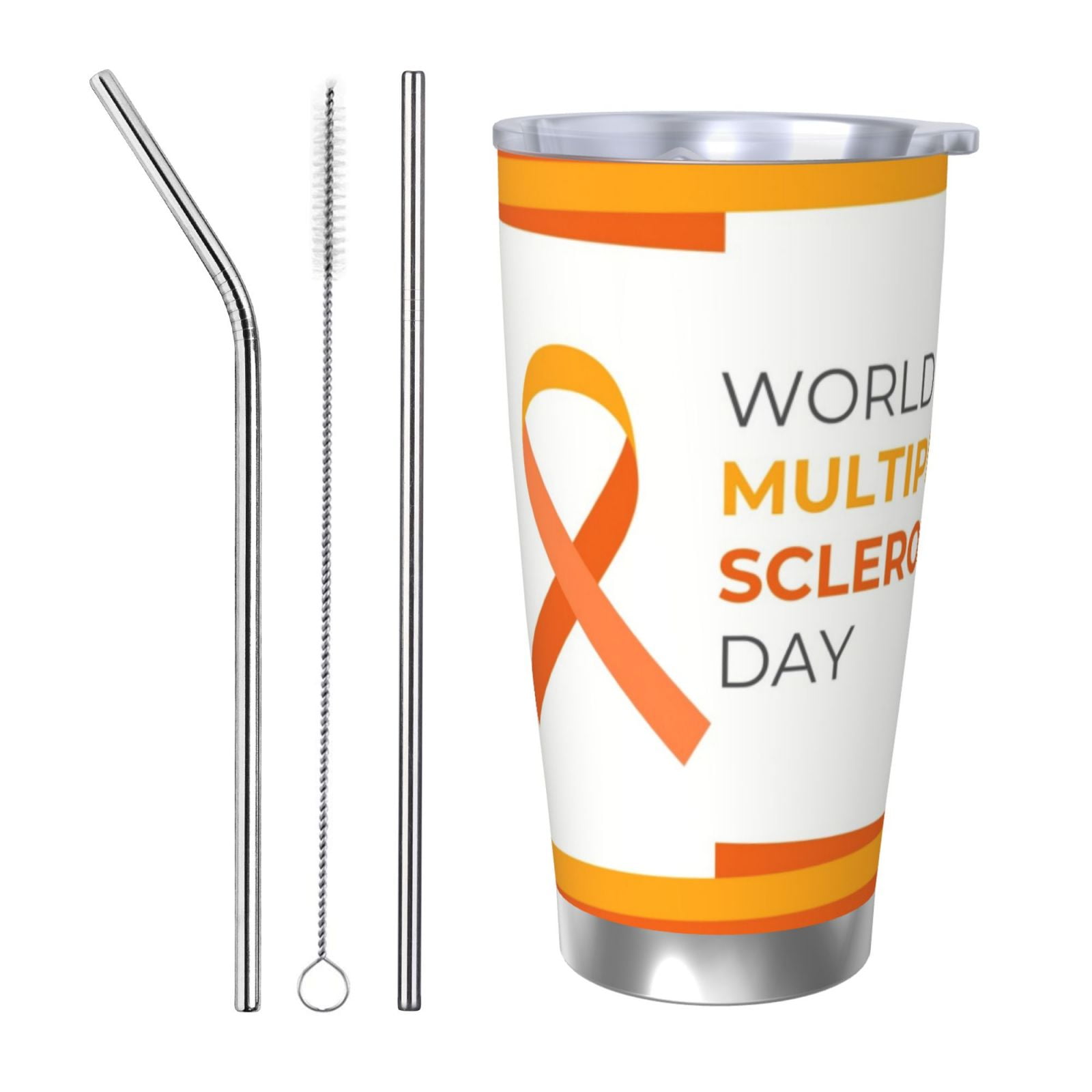 MS Multiple Sclerosis Awareness Stainless Steel Tumbler with Lid Coffee ...