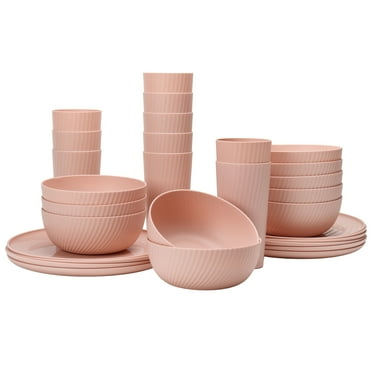 Mainstays 28-Piece Eco-Friendly Recycled Plastic Dinnerware Set ...