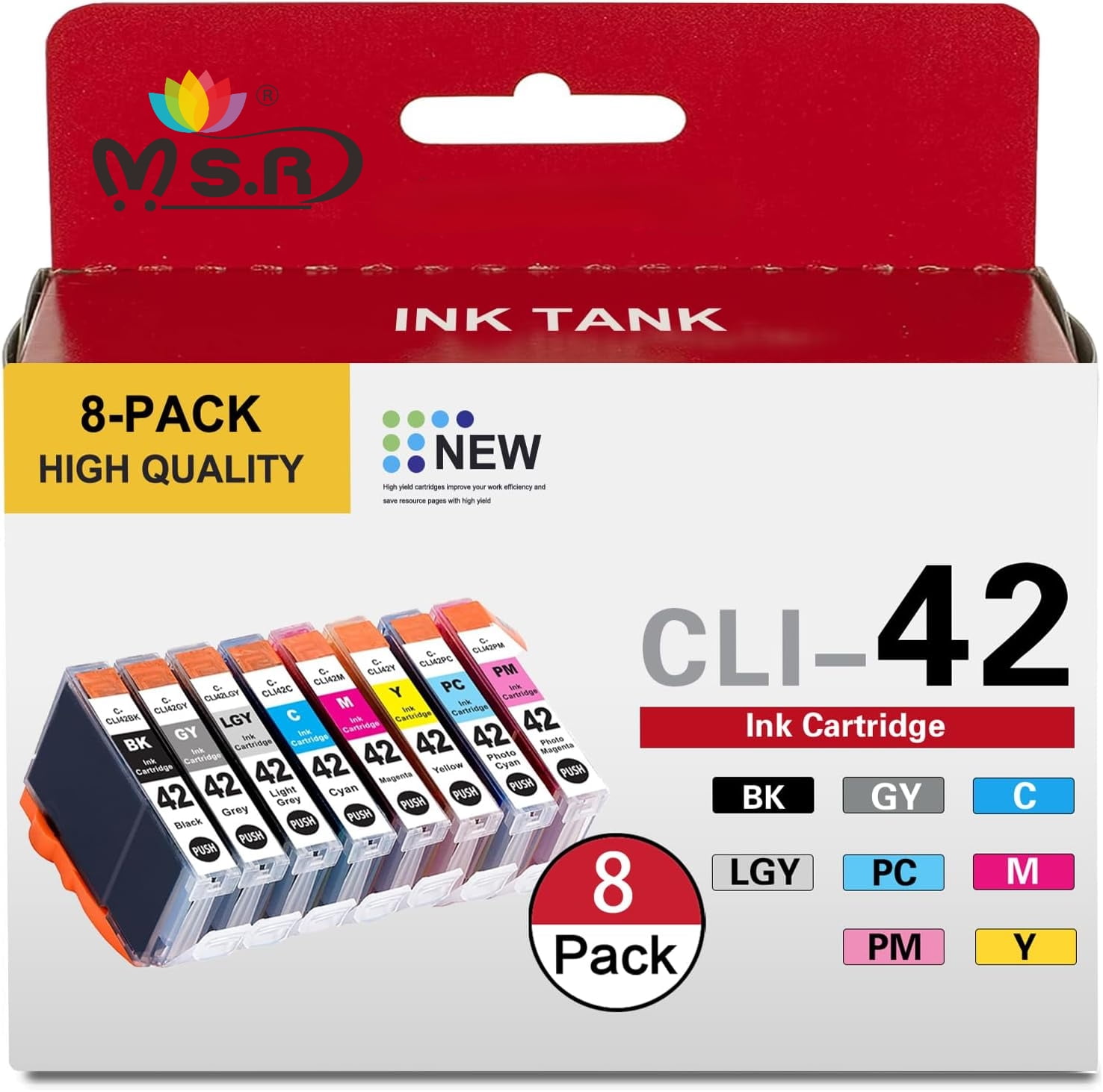 MS.R CLI-42 Ink Cartridges - 8-Pack High Capacity Compatible CLI 42 Ink ...