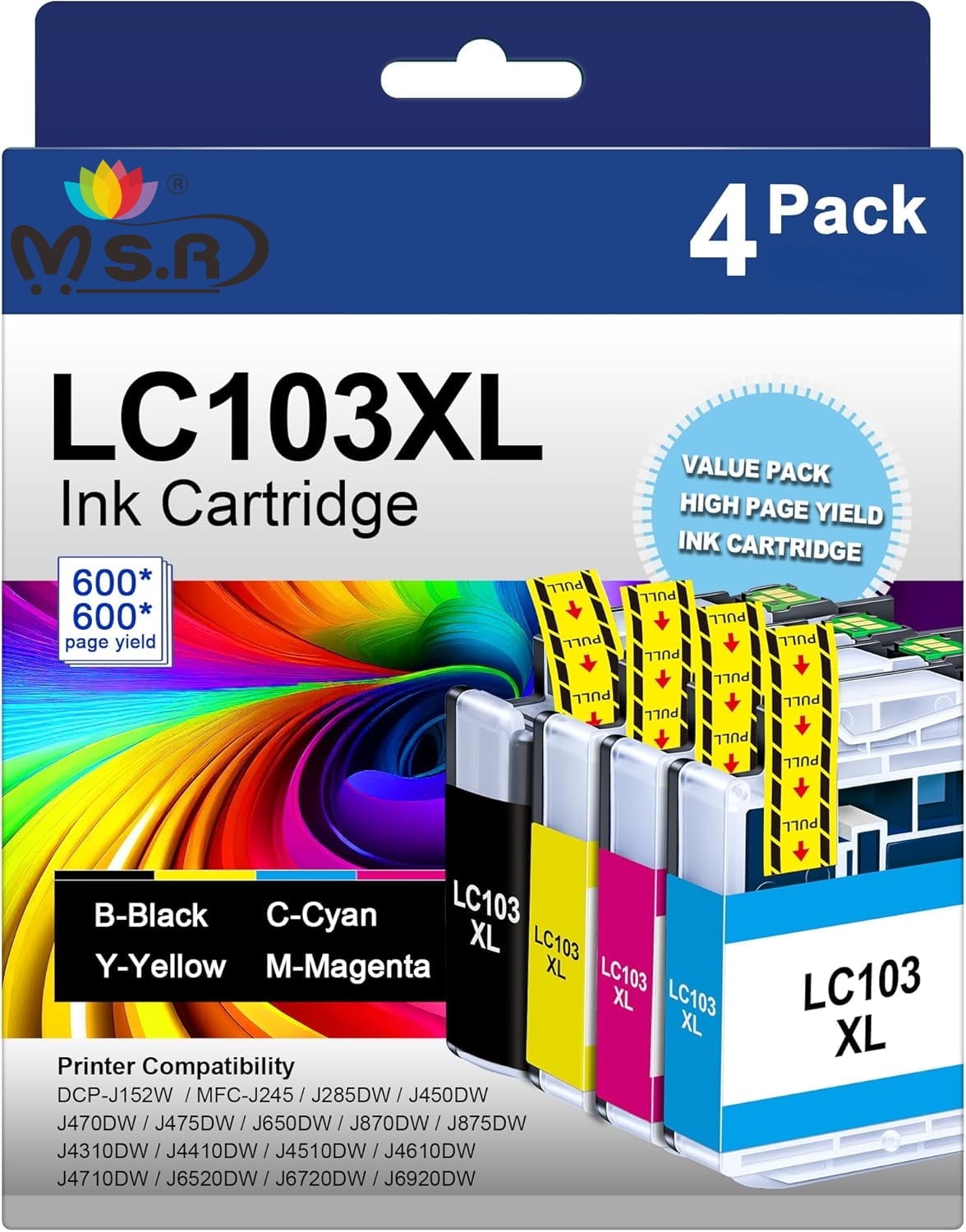 MS.R LC103 LC103XL Ink Cartridges Replacement for Brother Printers ...