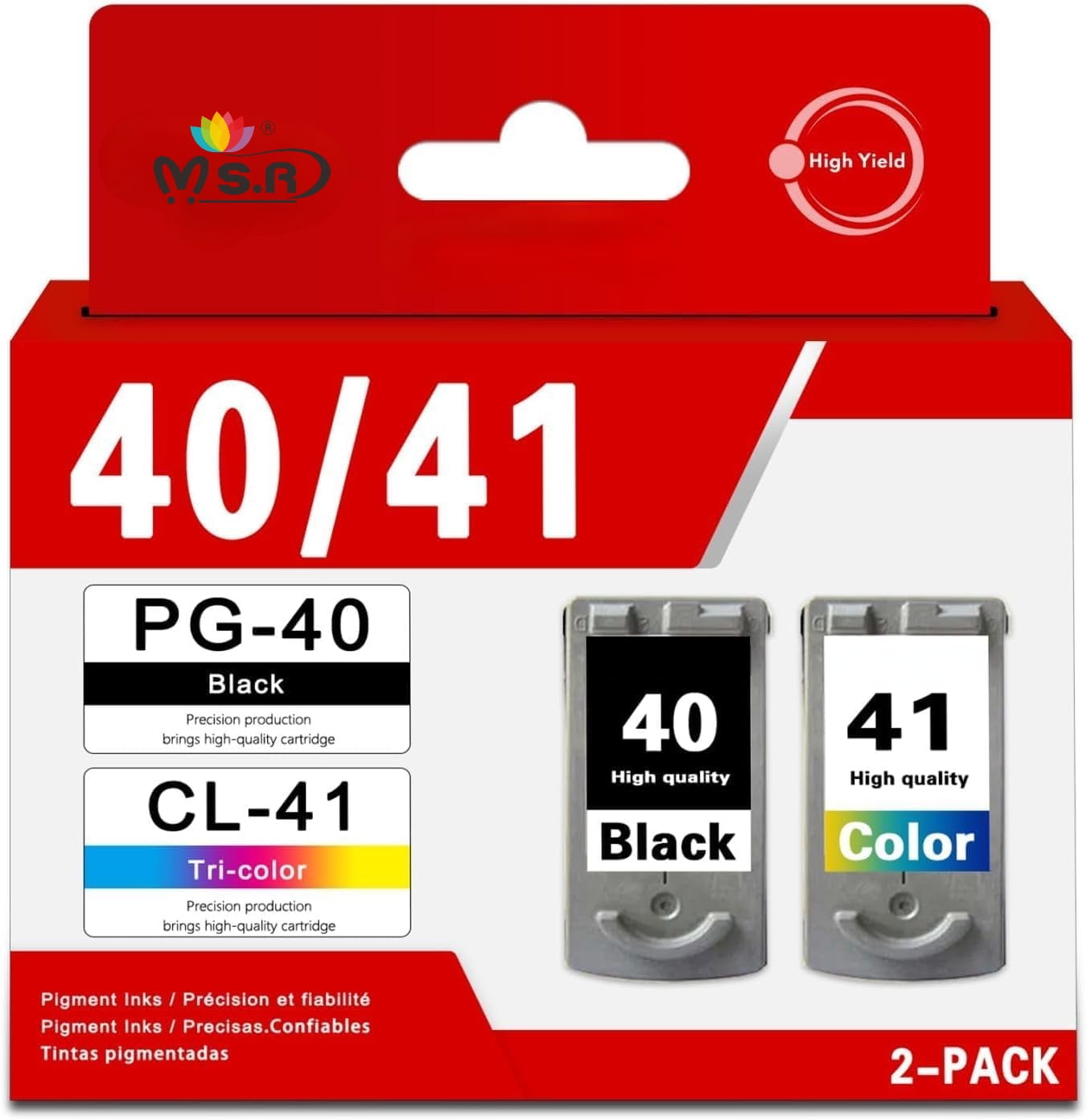 MS.R PG-40 CL-41 Ink Cartridges (2-Pack, Black, Tri-Color) Compatible ...