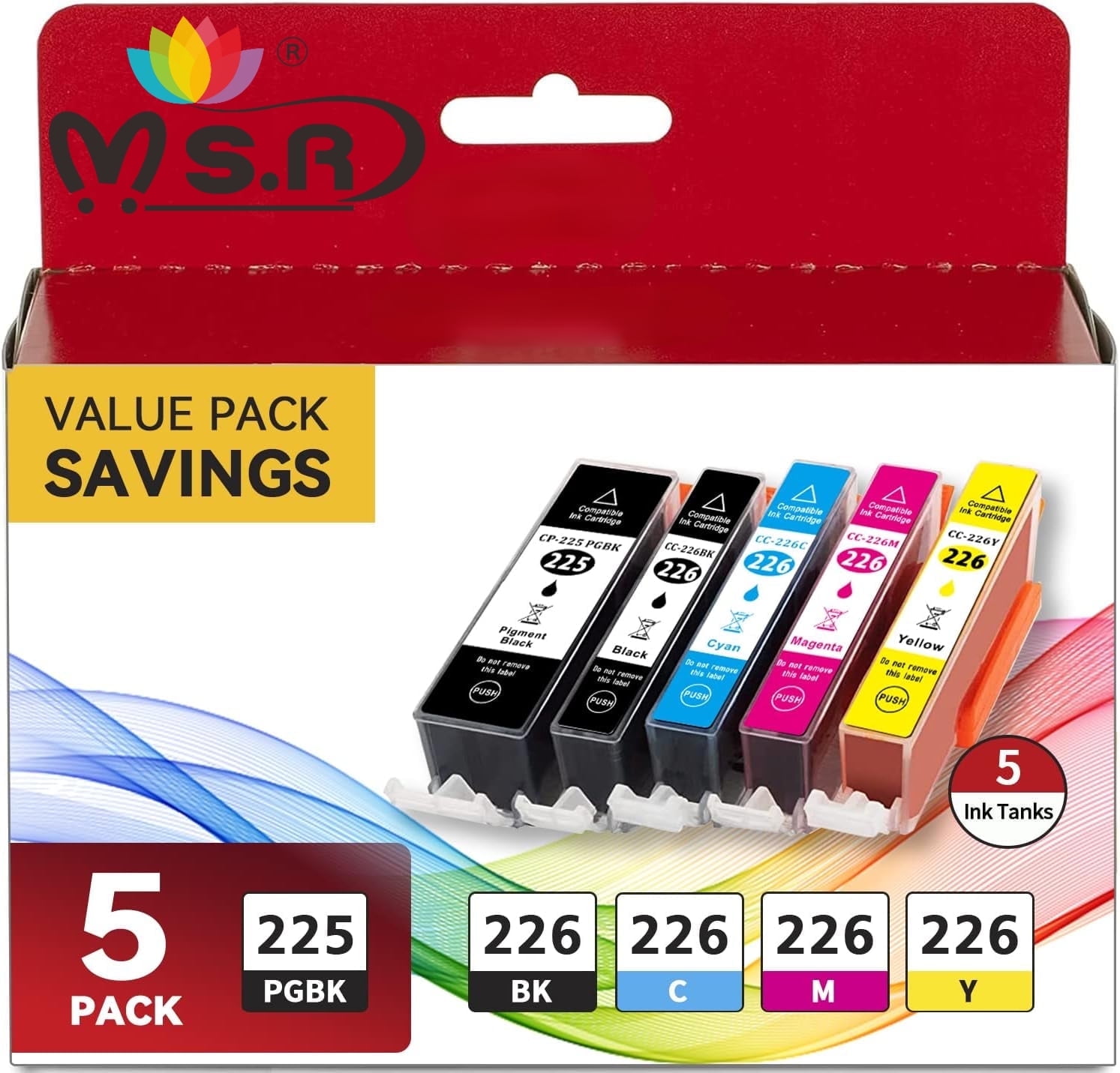MS.R PGI-225 CLI-226 Ink Cartridges Replacement for Canon PGI225 CLI226 ...