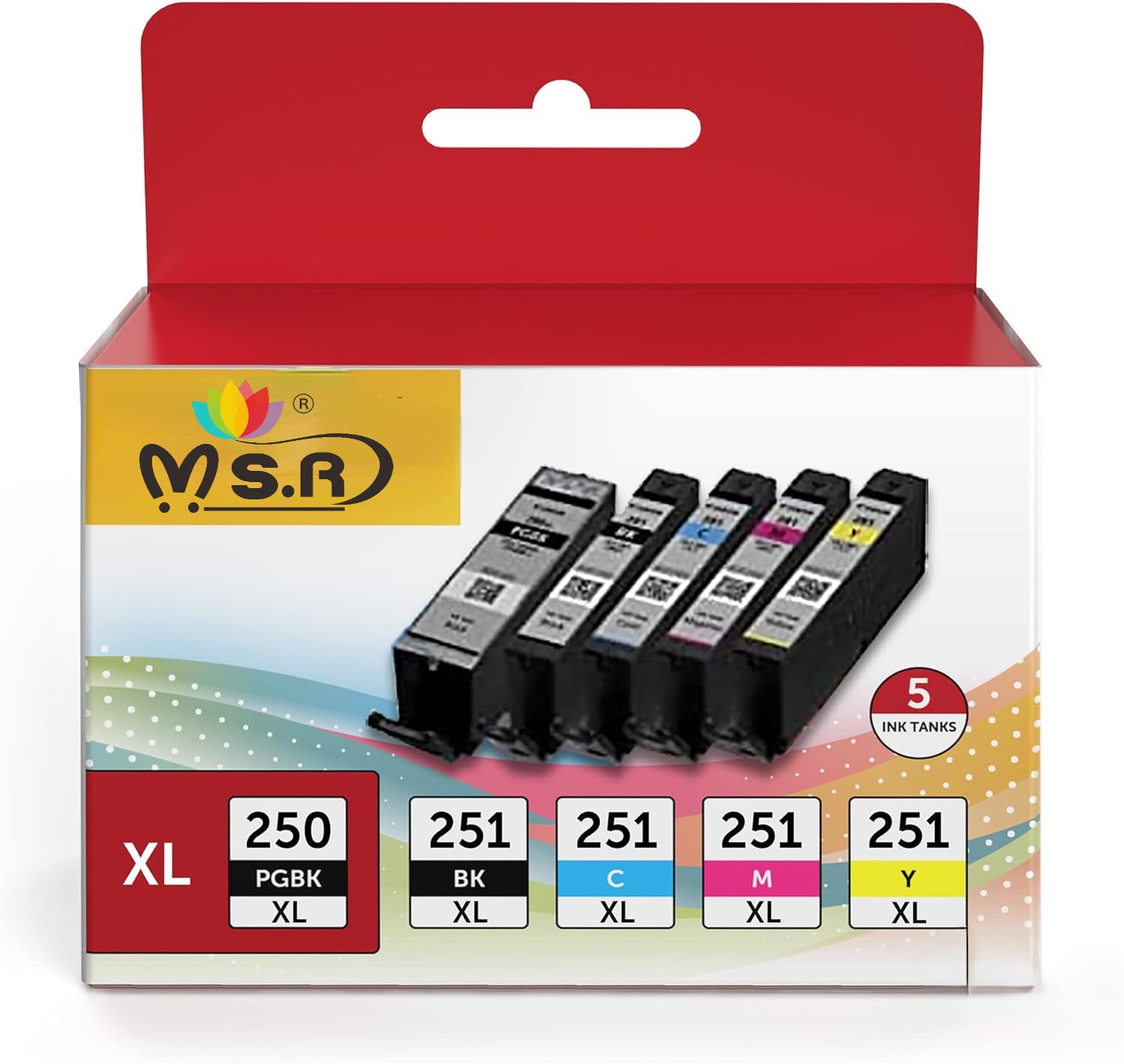 MS.R PGI-250XL CLI-251XL 5 Color Value Pack, Compatible for Canon 250 ...