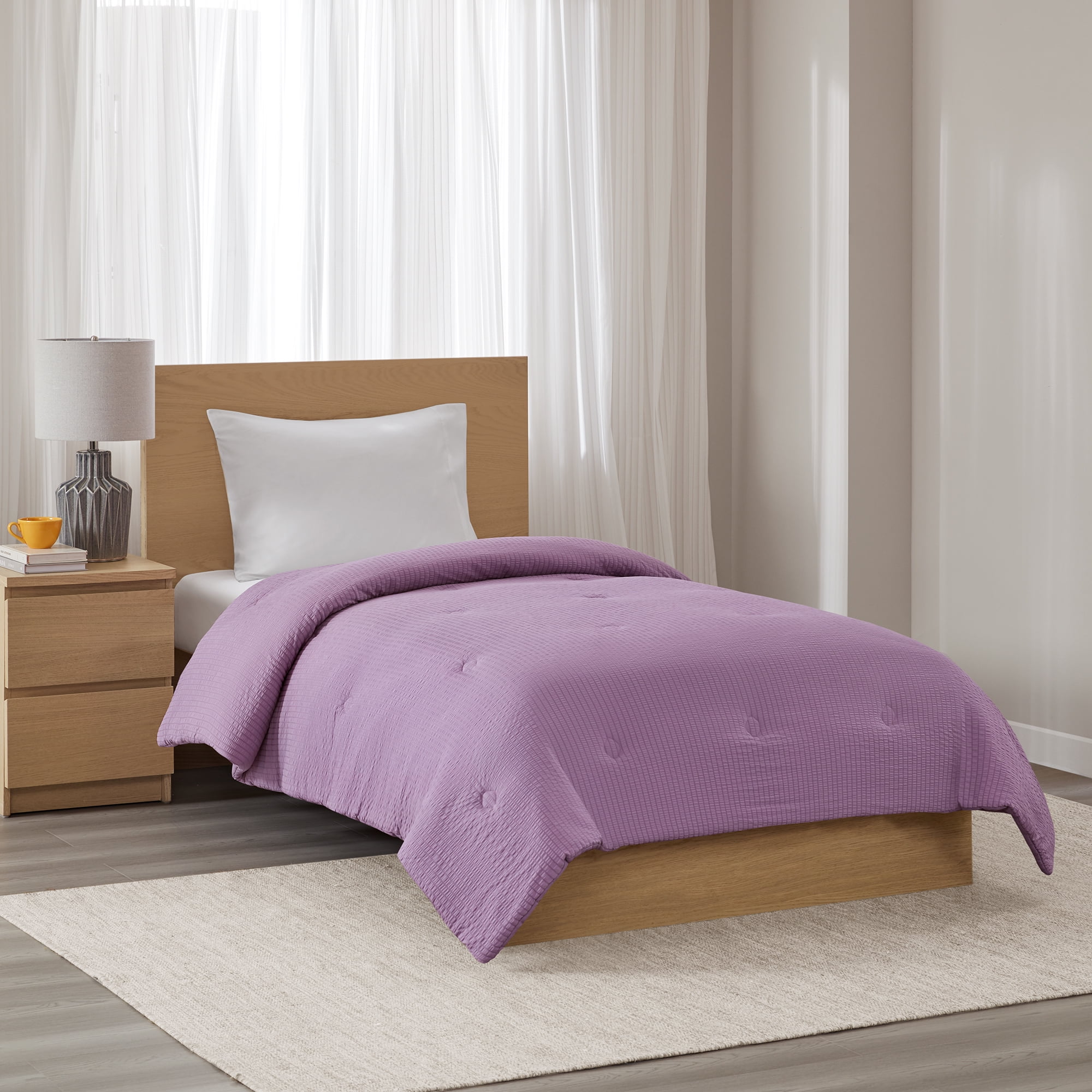 Mainstays Seersucker Comforter, Purple, T/TXL, All Ages, Unisex, All ...