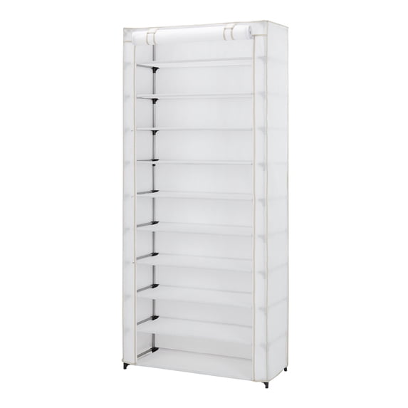Mainstays 10 Shelf Organizer Shoe Rack with Cover to Hold 30 Pair Shoes ...