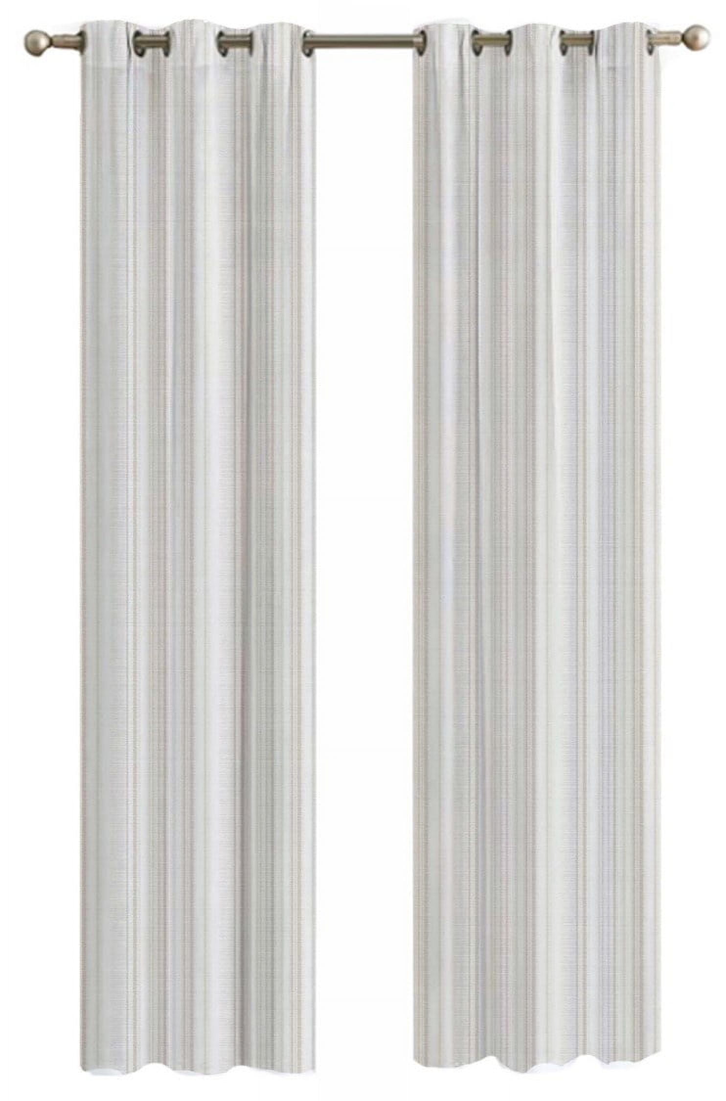 Mainstays Sheer Printed Grommeted Curtain, Set of 2, Beige Stripe, 38 ...