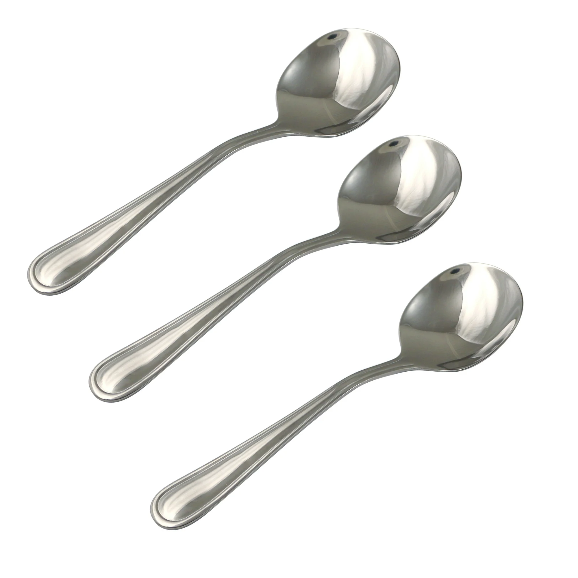Mainstays Fleetline Adult Stainless Steel Soup Spoon,3-Pack, Silver ...