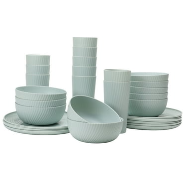 Mainstays 28-Piece Eco-Friendly Recycled Plastic Dinnerware Set ...