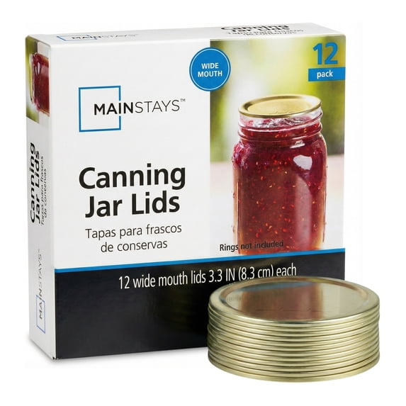 Mainstays Wide Mouth Canning Lids 12 Count Airtight Metal Lids for Food ...