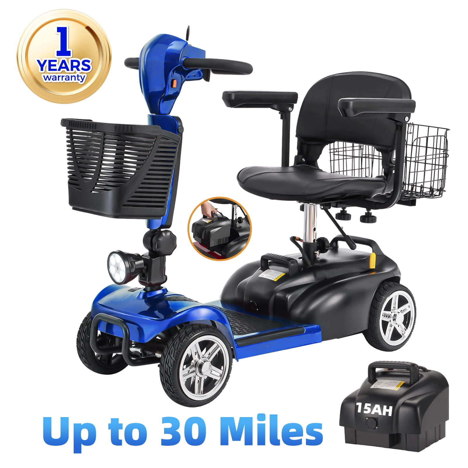 MS07 30 Miles Ecomobi 4 Wheels Mobility Scooter for Adults&Seniors ...