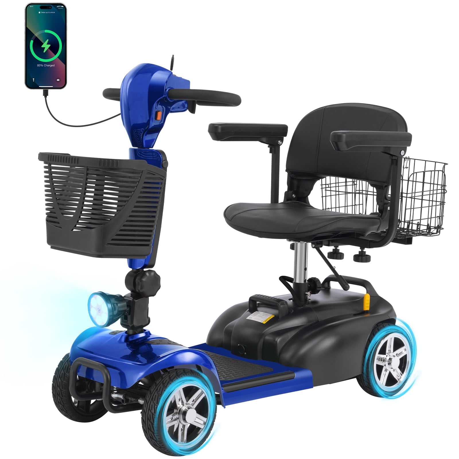 MS07 4-Wheel Electric Mobility Scooter for Adults & Seniors, 350W Motor ...