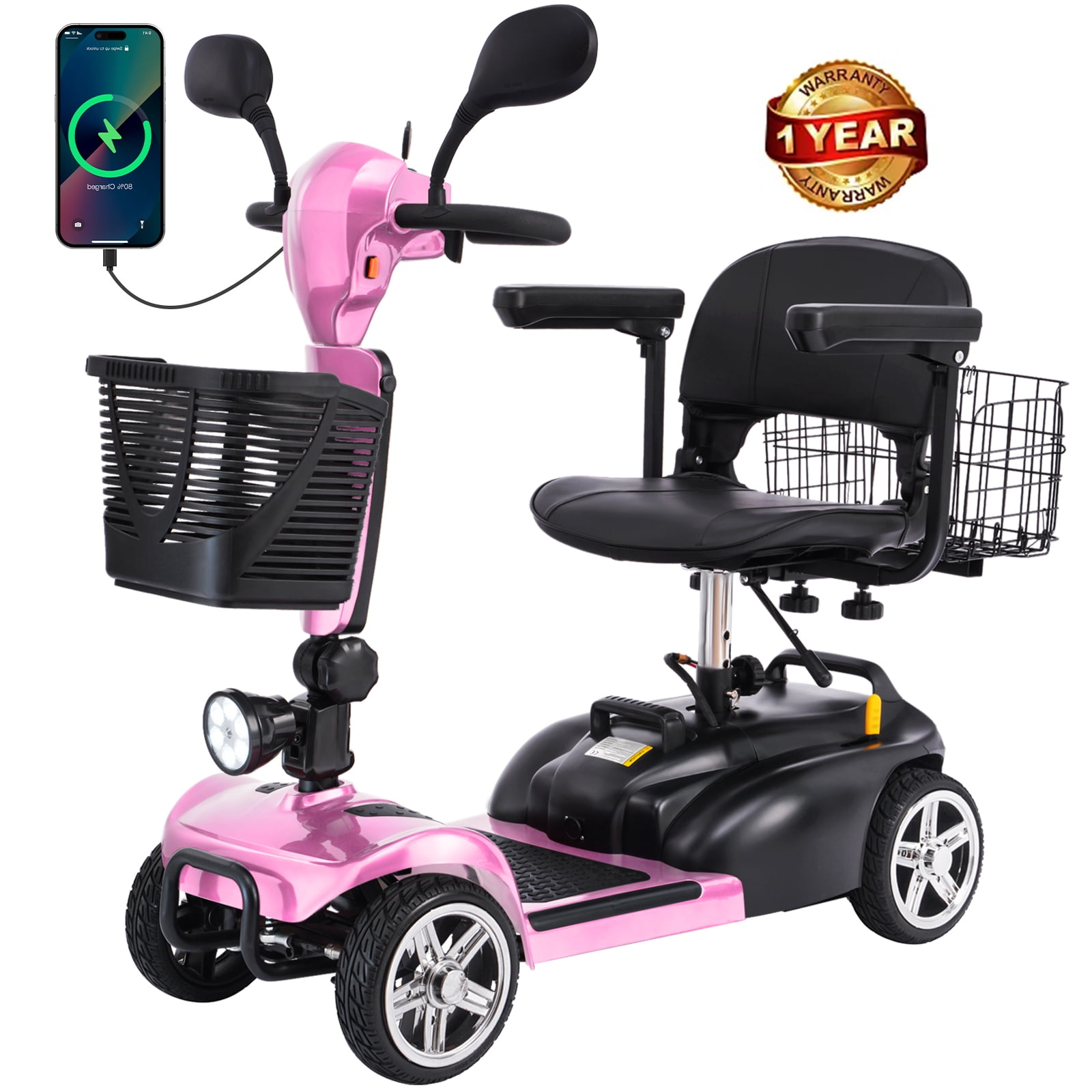 MS07 15 Miles Ecomobi 4-Wheels Mobility Scooter for Adults&Seniors ...
