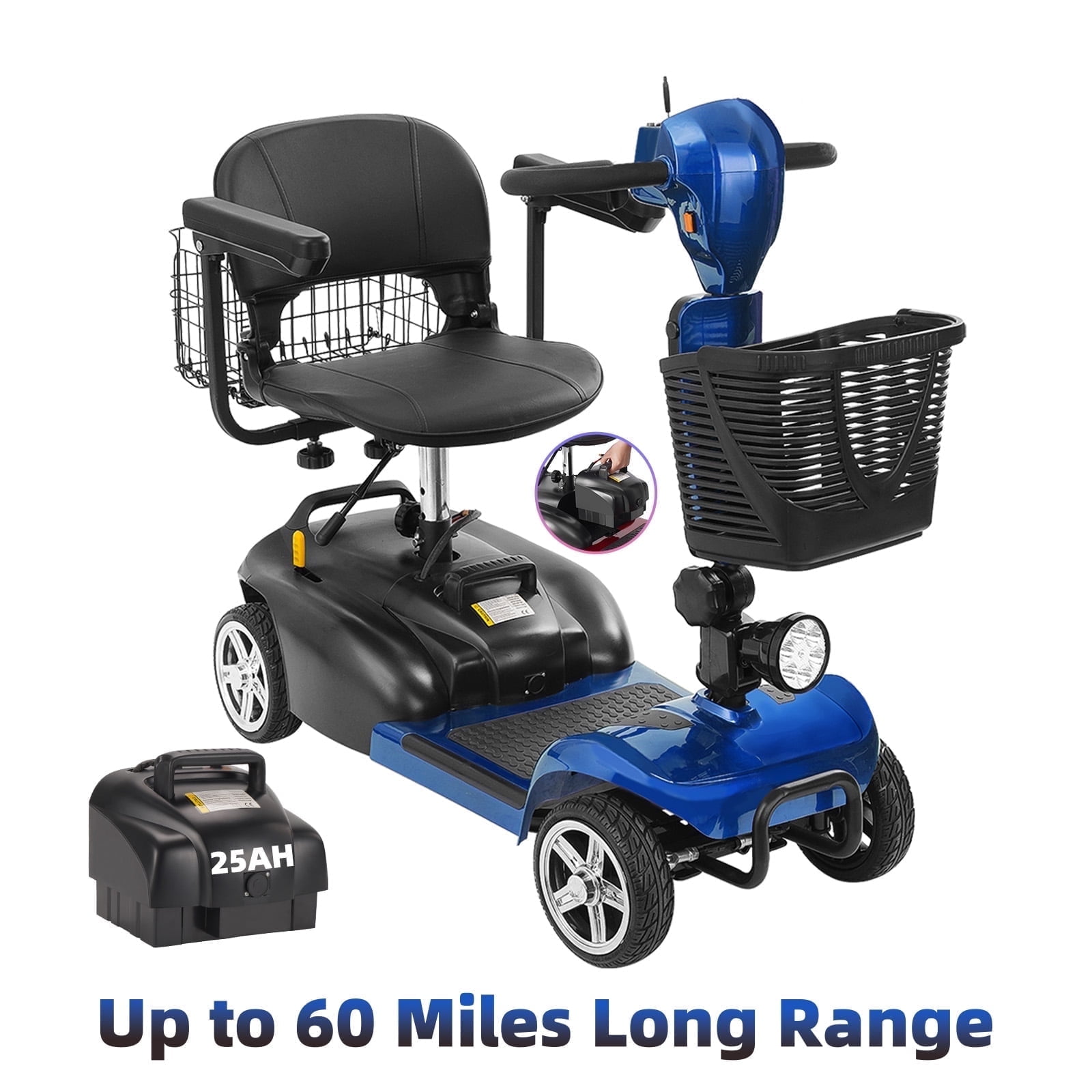 MS02W 60 Miles Long Range 4 Wheels Electric Mobility Scooter for Adults ...