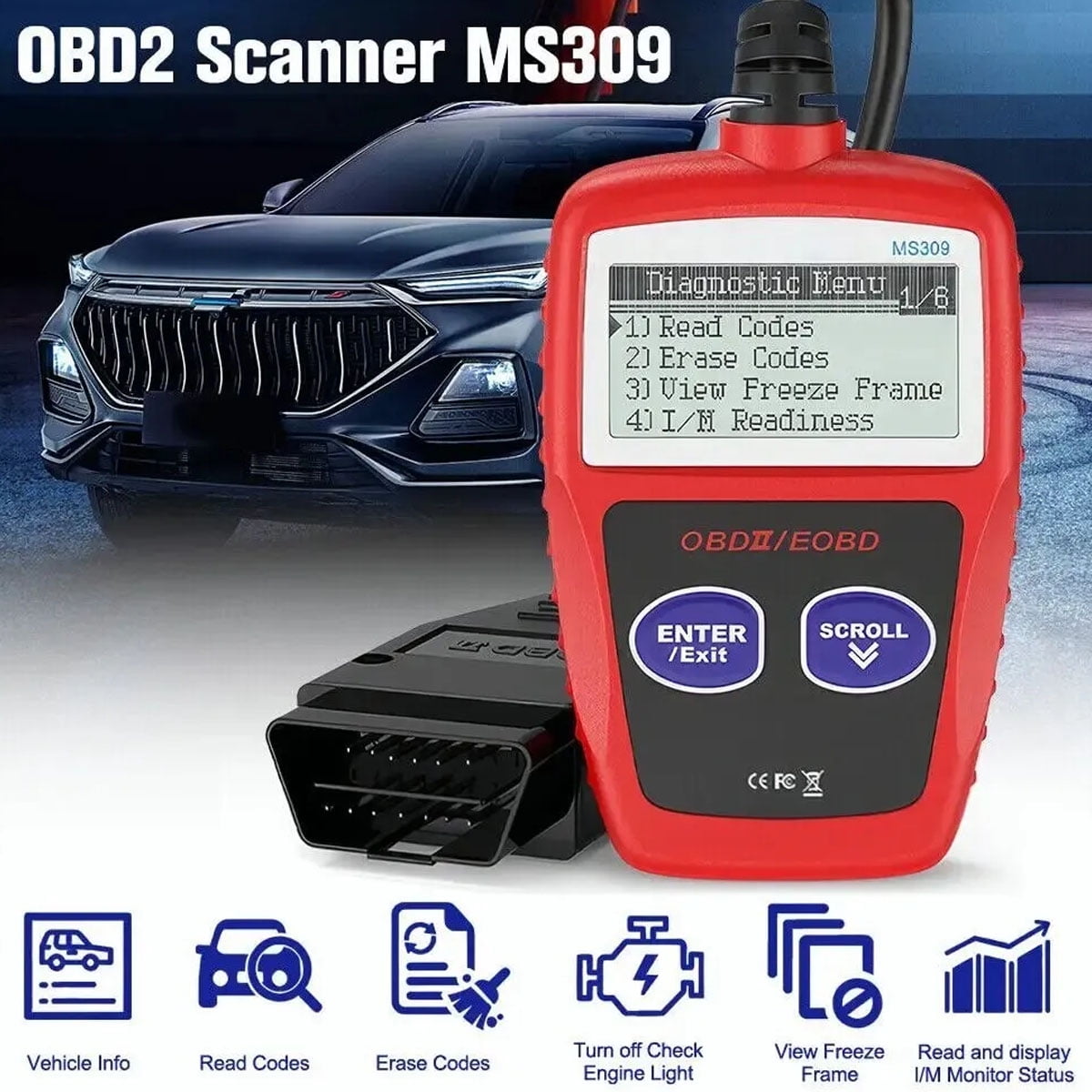 MS309 Car OBD2 Scanner Code Reader Engine Fault Code Reader Scanner CAN ...