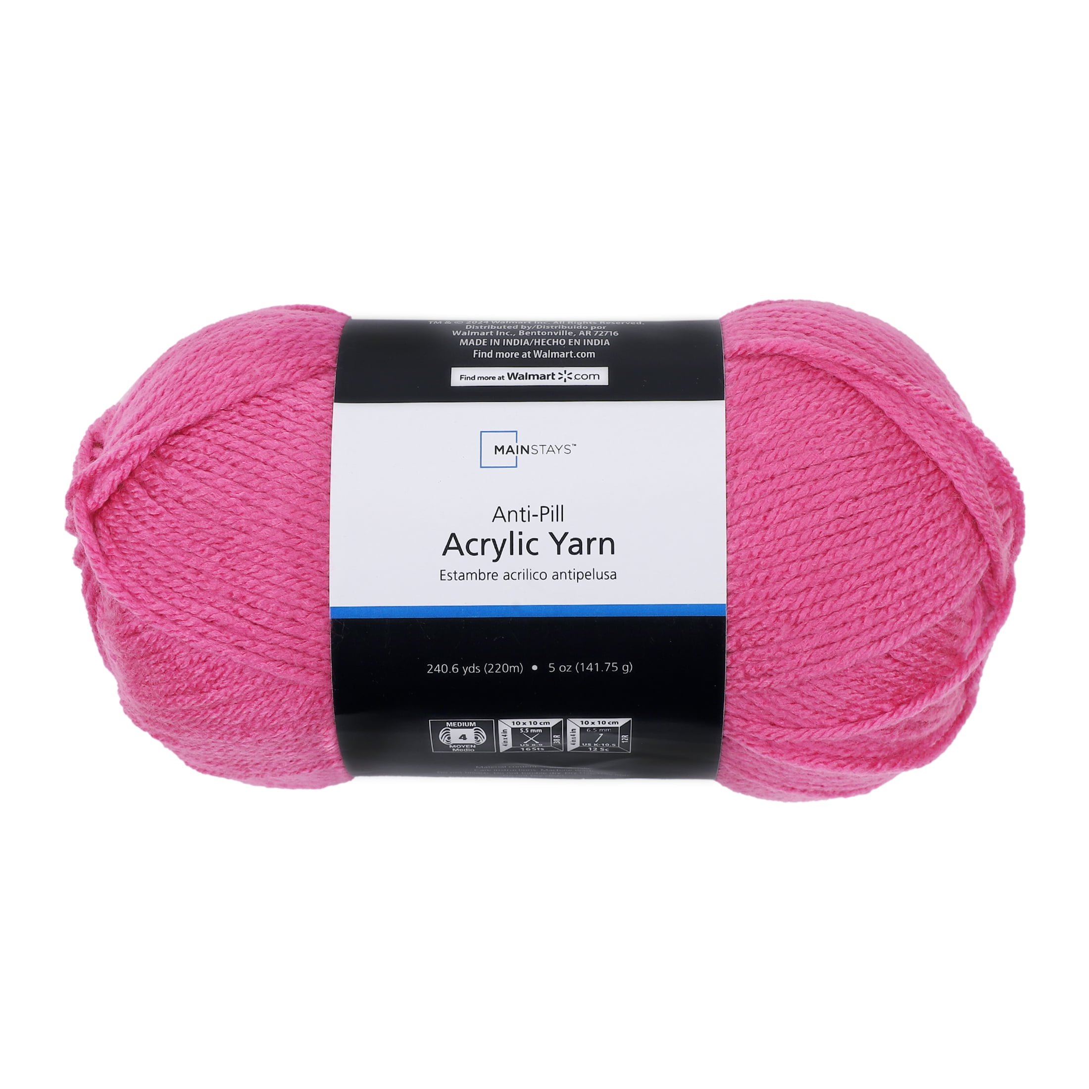 Mainstays Anti-Pill Acrylic Yarn, 5oz, Pink - Walmart.com