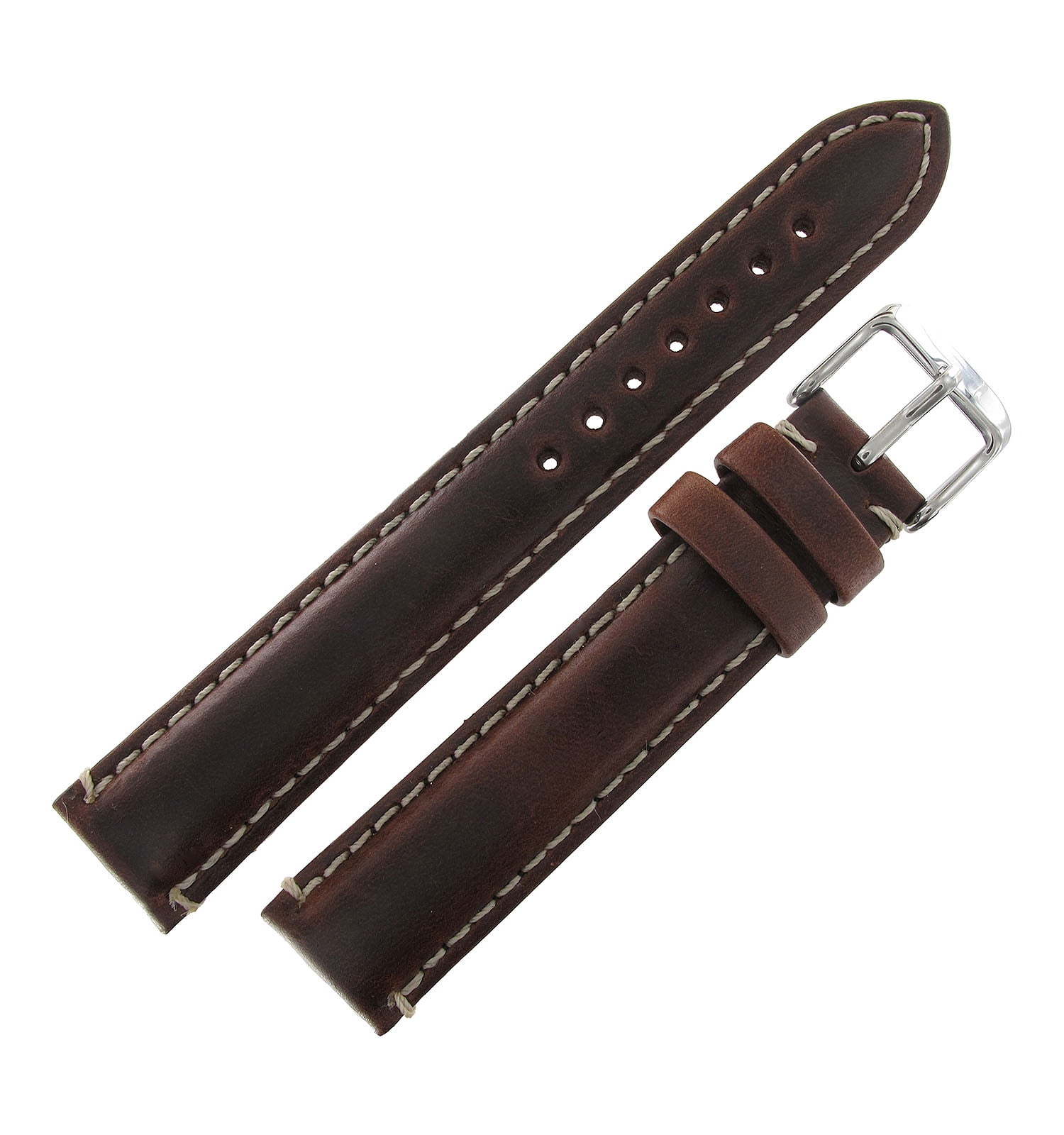 MS885 22mm Long Watch Strap Brown Oil Tan Leather Contrast Stitch ...