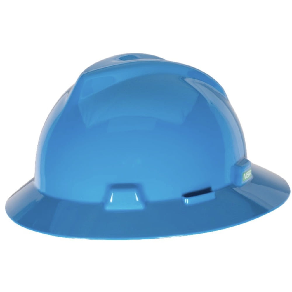 MSA 454732 V-Gard Slotted Full-Brim Hat with Staz-On Suspension - Blue ...