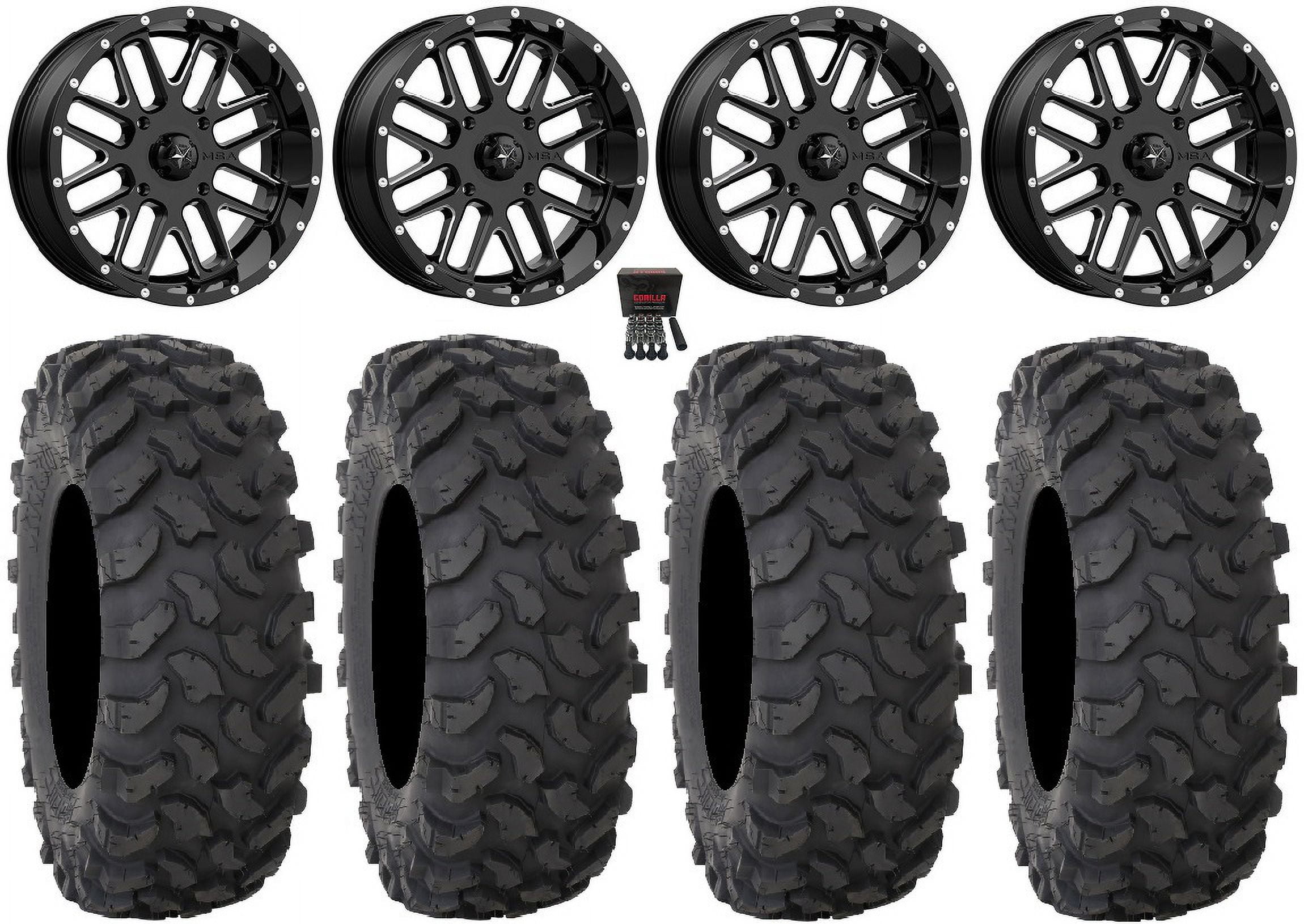 MSA Bandit 18" Wheels Milled 35" XTR370 Tires Sportsman RZR Ranger ...