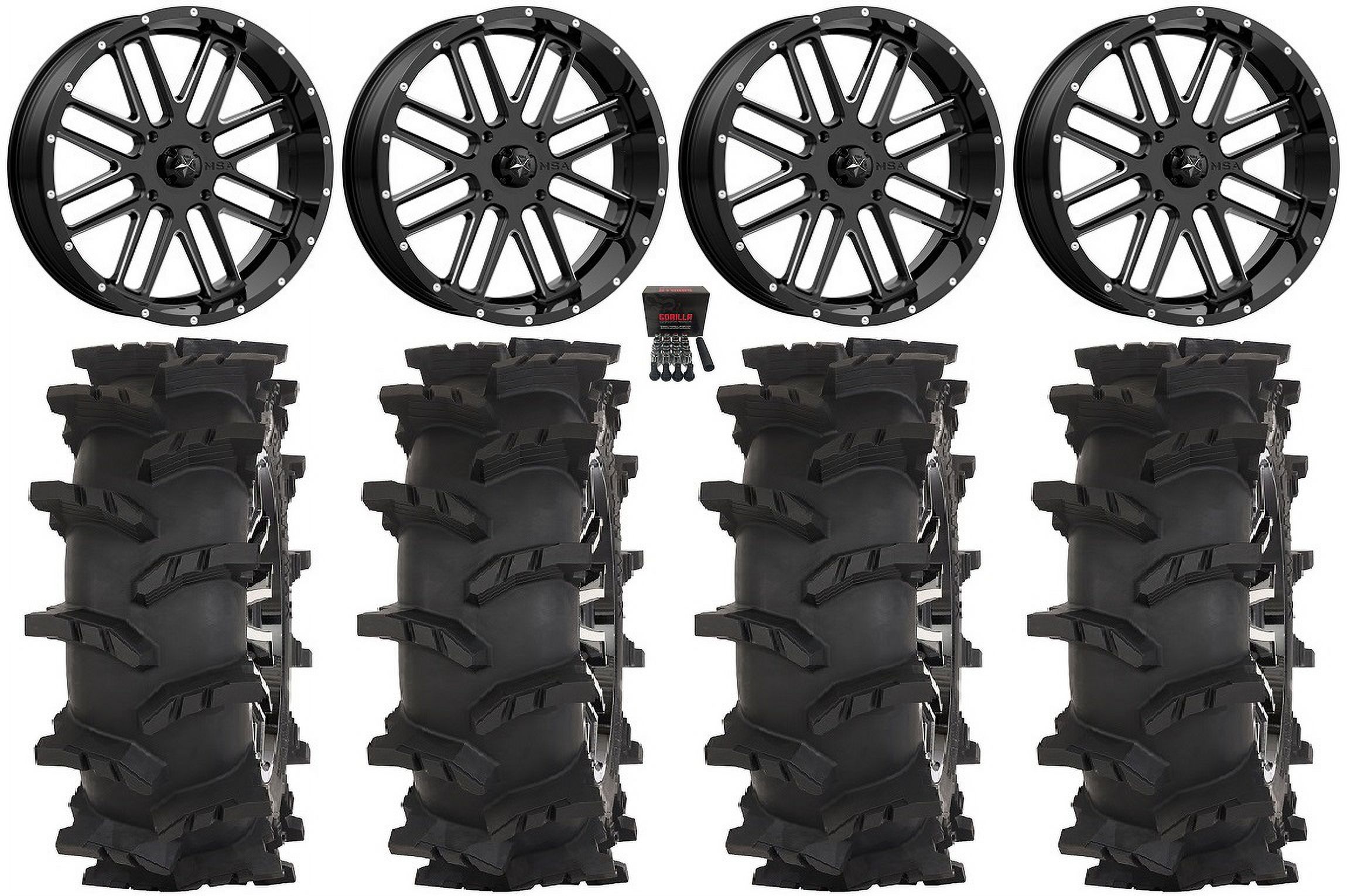 MSA Bandit 22" Wheels Milled 35" Outlaw Max Tires Can-Am Maverick X3 ...