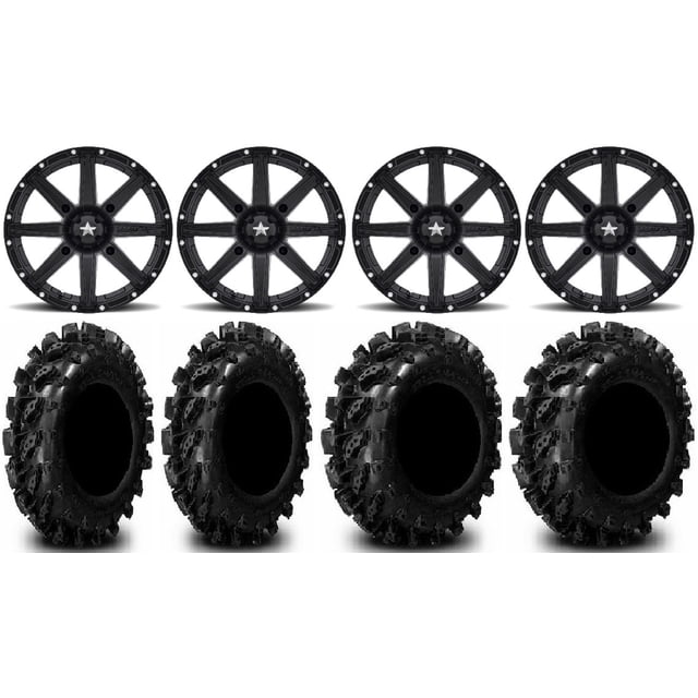 MSA Black Clutch 12" UTV Wheels 27" Swamp Lite Tires Polaris Ranger XP ...
