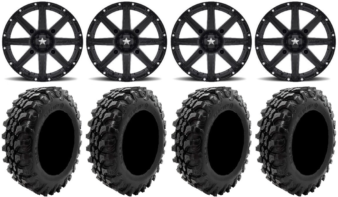MSA Black Clutch 14" ATV Wheels 32" K9 XT Tires Sportsman RZR Ranger ...