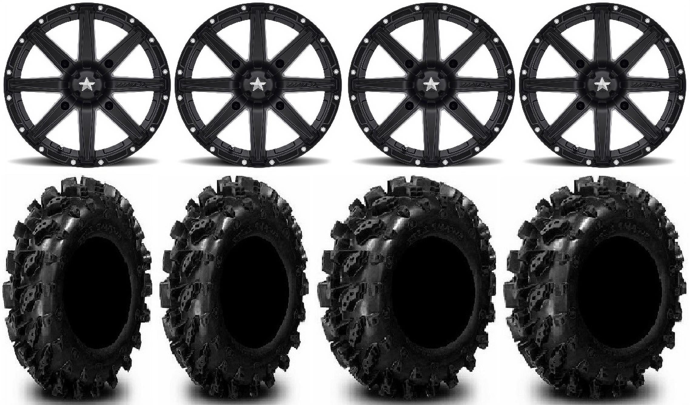 MSA Black Clutch 14" UTV Wheels 27" Swamp Lite Tires Polaris RZR XP ...