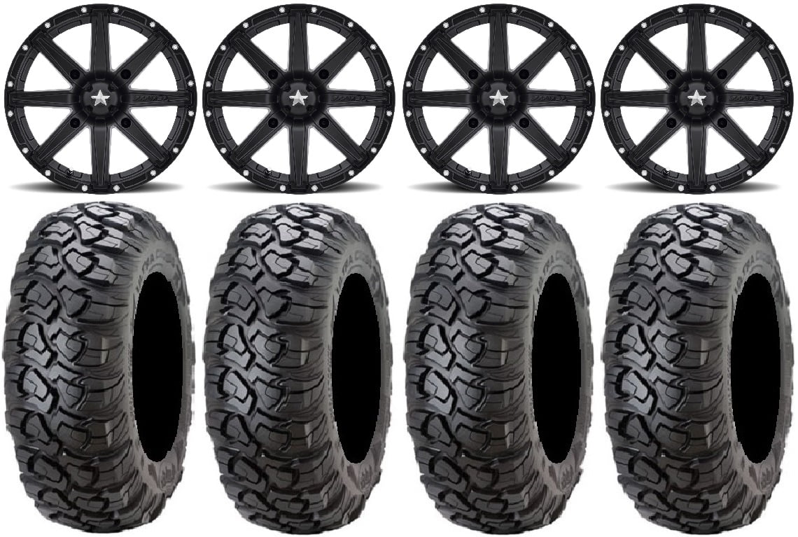 MSA Black Clutch 14" UTV Wheels 27" Ultracross Tires Yamaha Viking ...