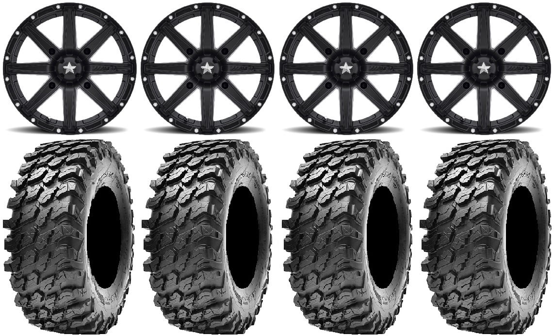MSA Black Clutch 14" UTV Wheels 30" Rampage Tires Yamaha Viking ...