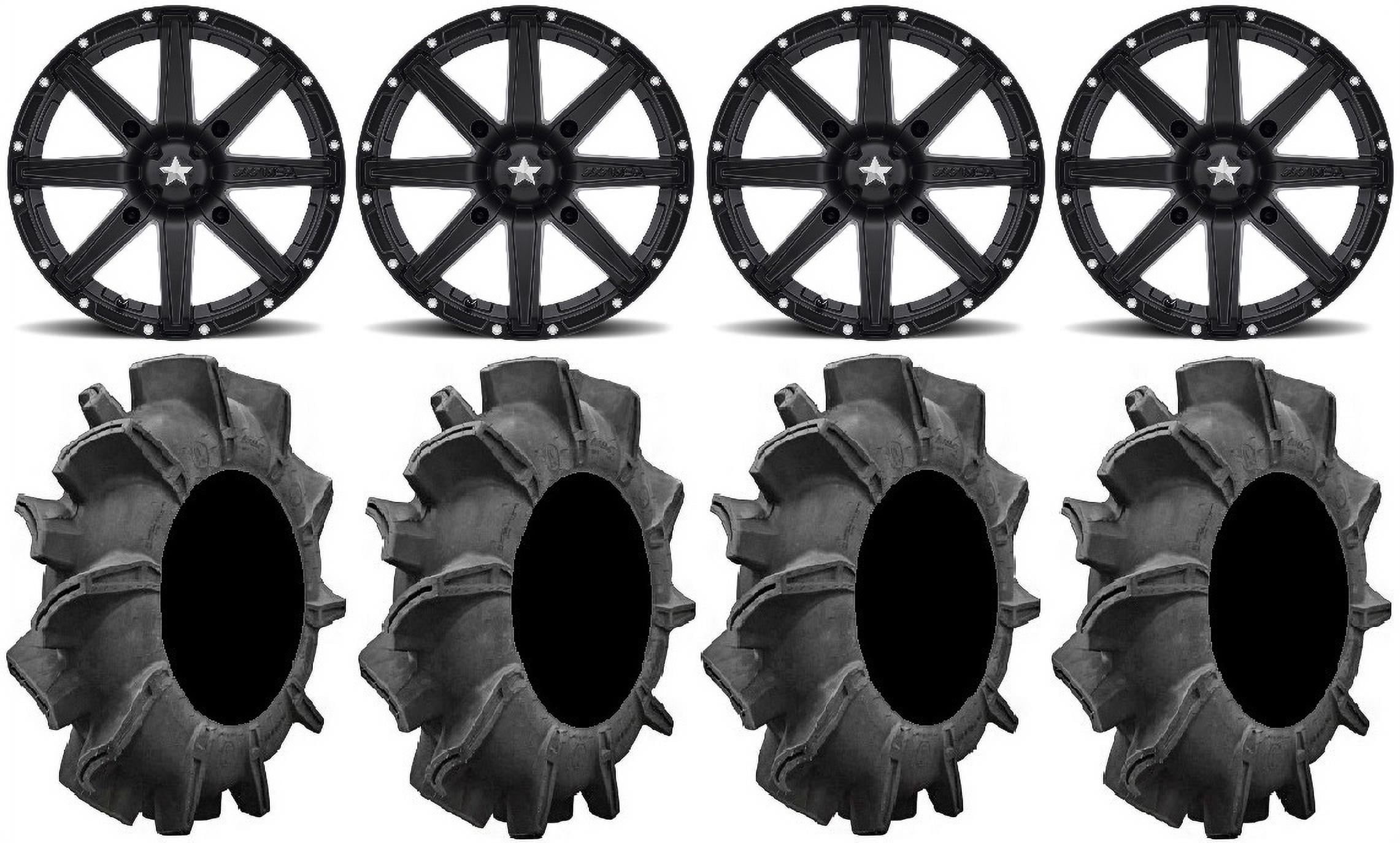 MSA Black Clutch 14" UTV Wheels 32" Assassinator Tires Can-Am Maverick ...