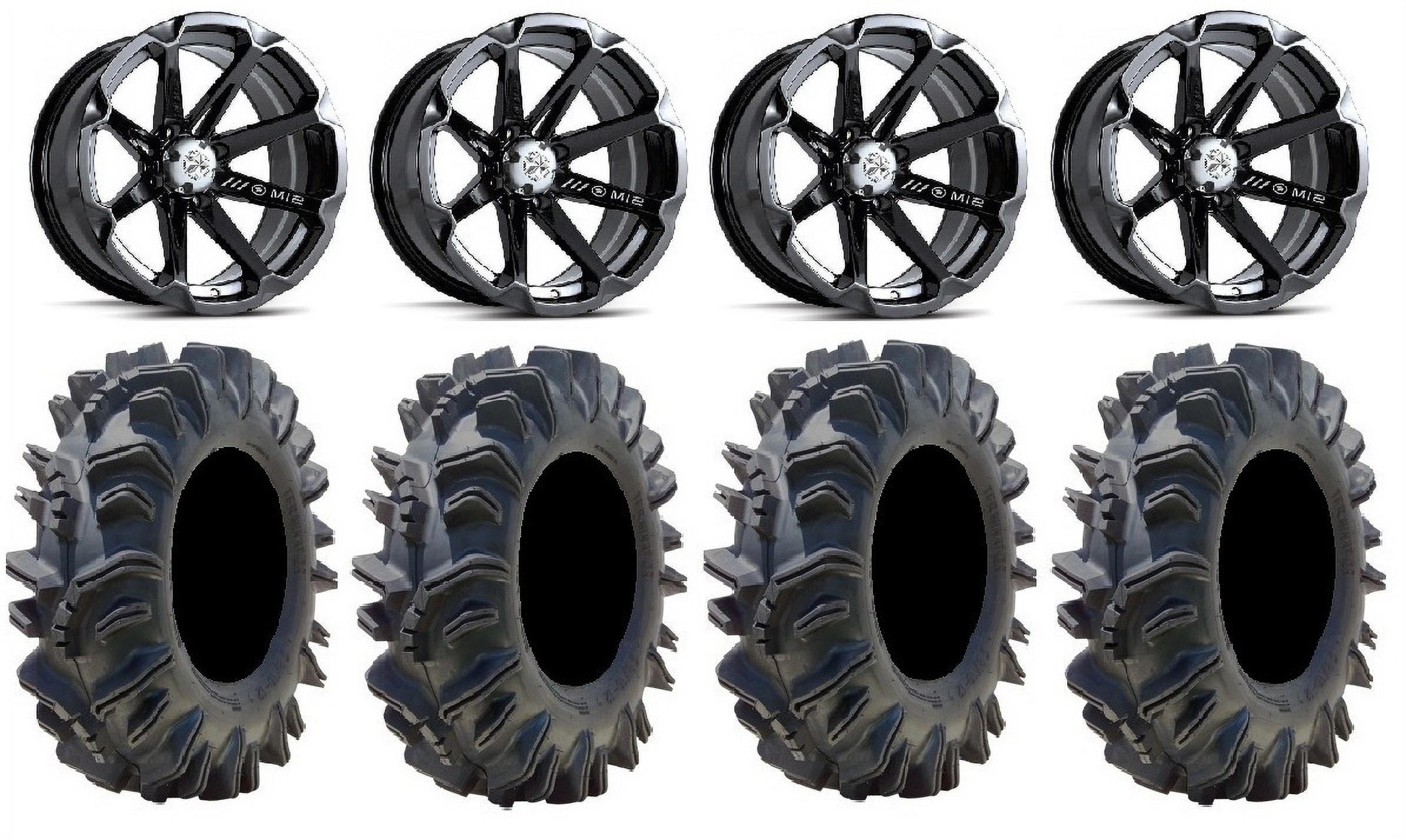 MSA Black Diesel 14" ATV Wheels 26.5" Terminator Tires Honda Rincon ...