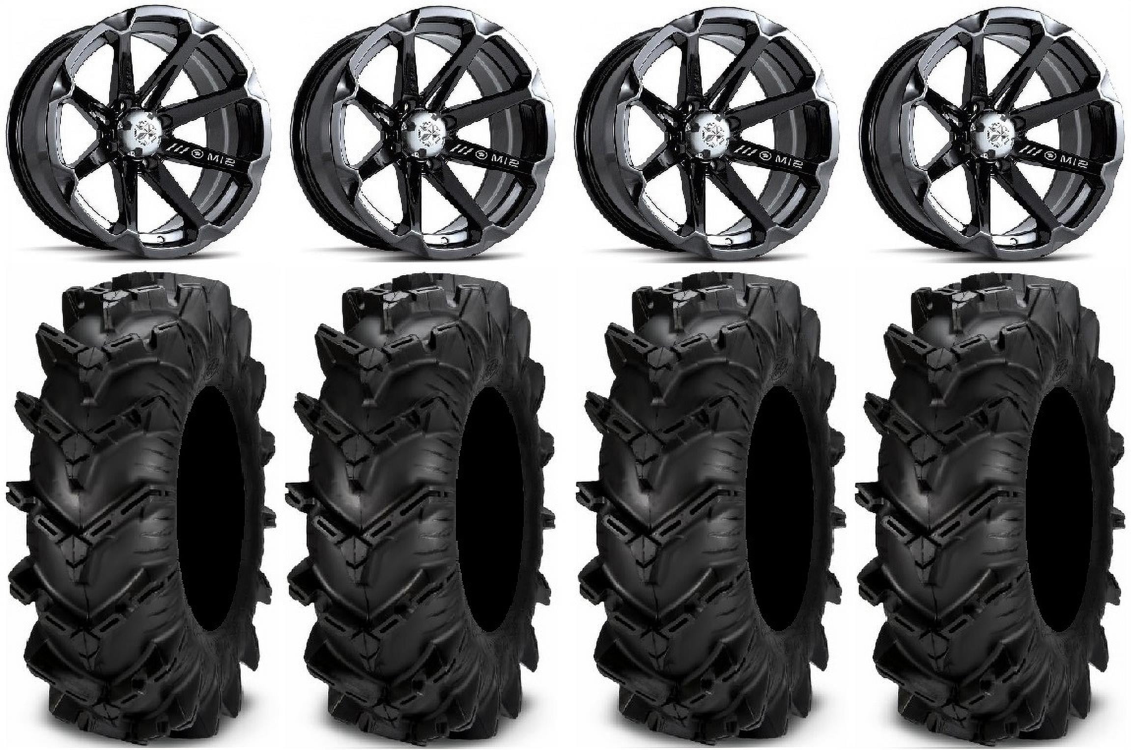 MSA Black Diesel 14" ATV Wheels 27" Cryptid Tires Honda Foreman Rancher ...